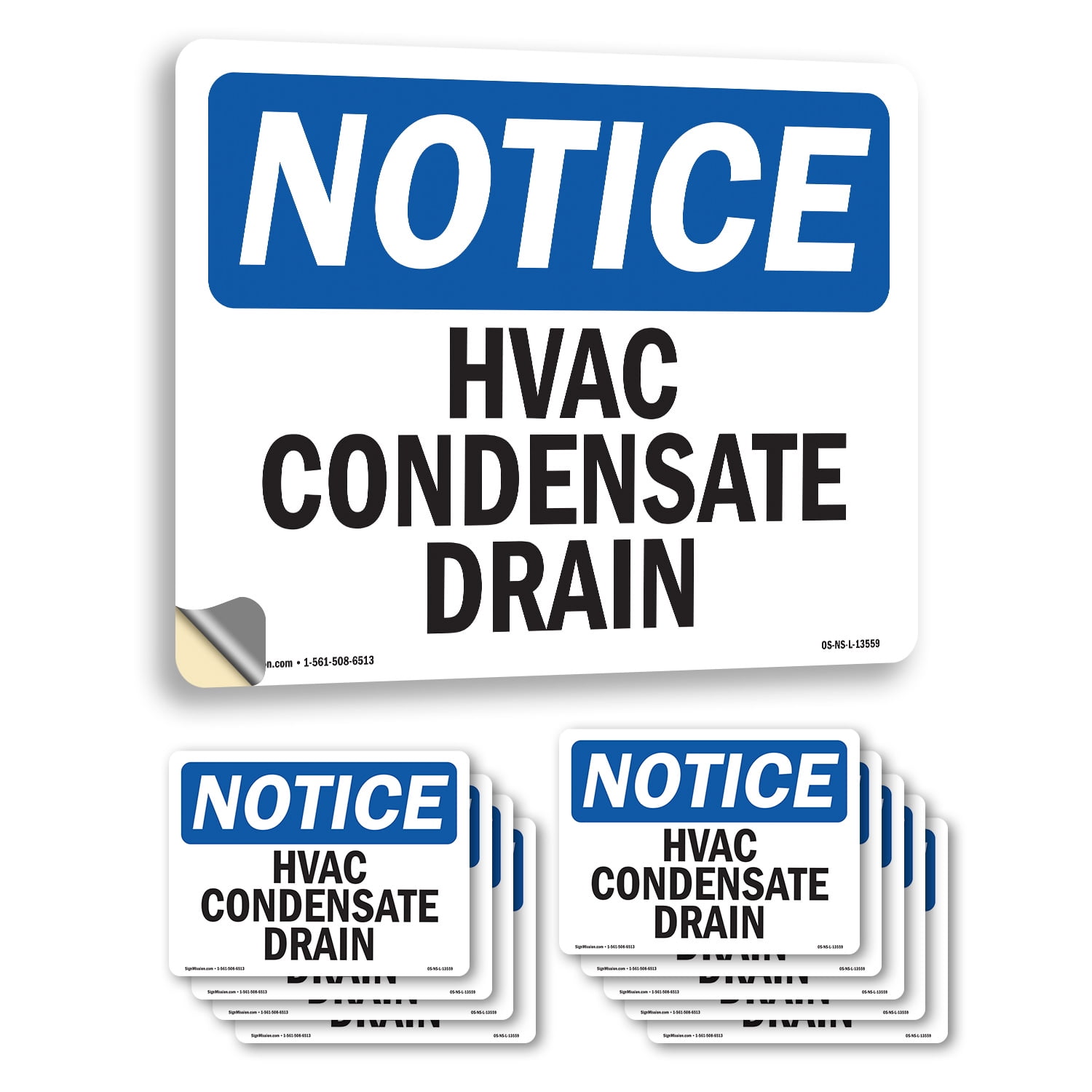 Hvac Condensate Drain OSHA Notice Vinyl Decal Label 18 Inch x 12 Inch ...