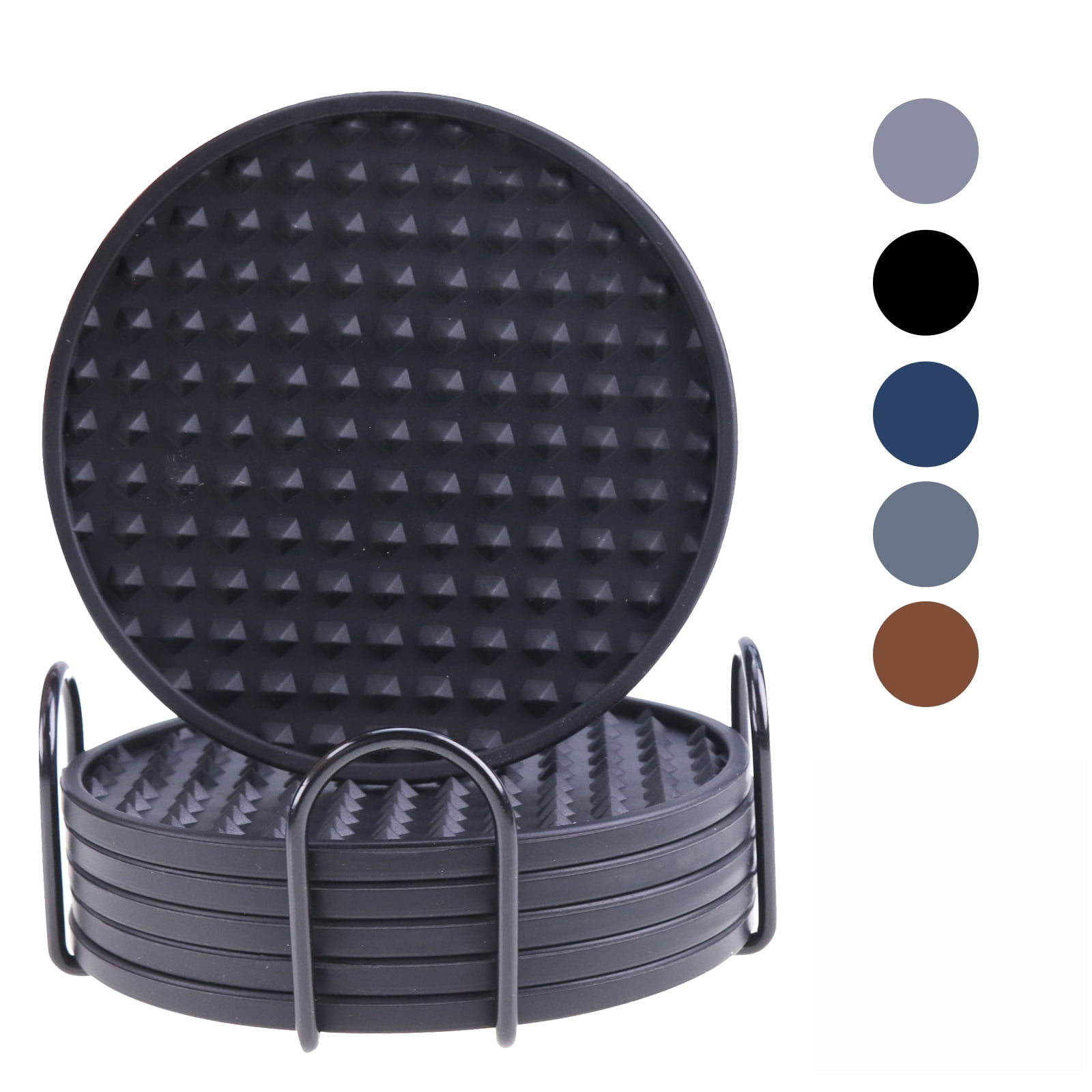 Hvacstar Silicone Coasters, Non-Slip, Heat Resistant, Deep Groove, Set ...