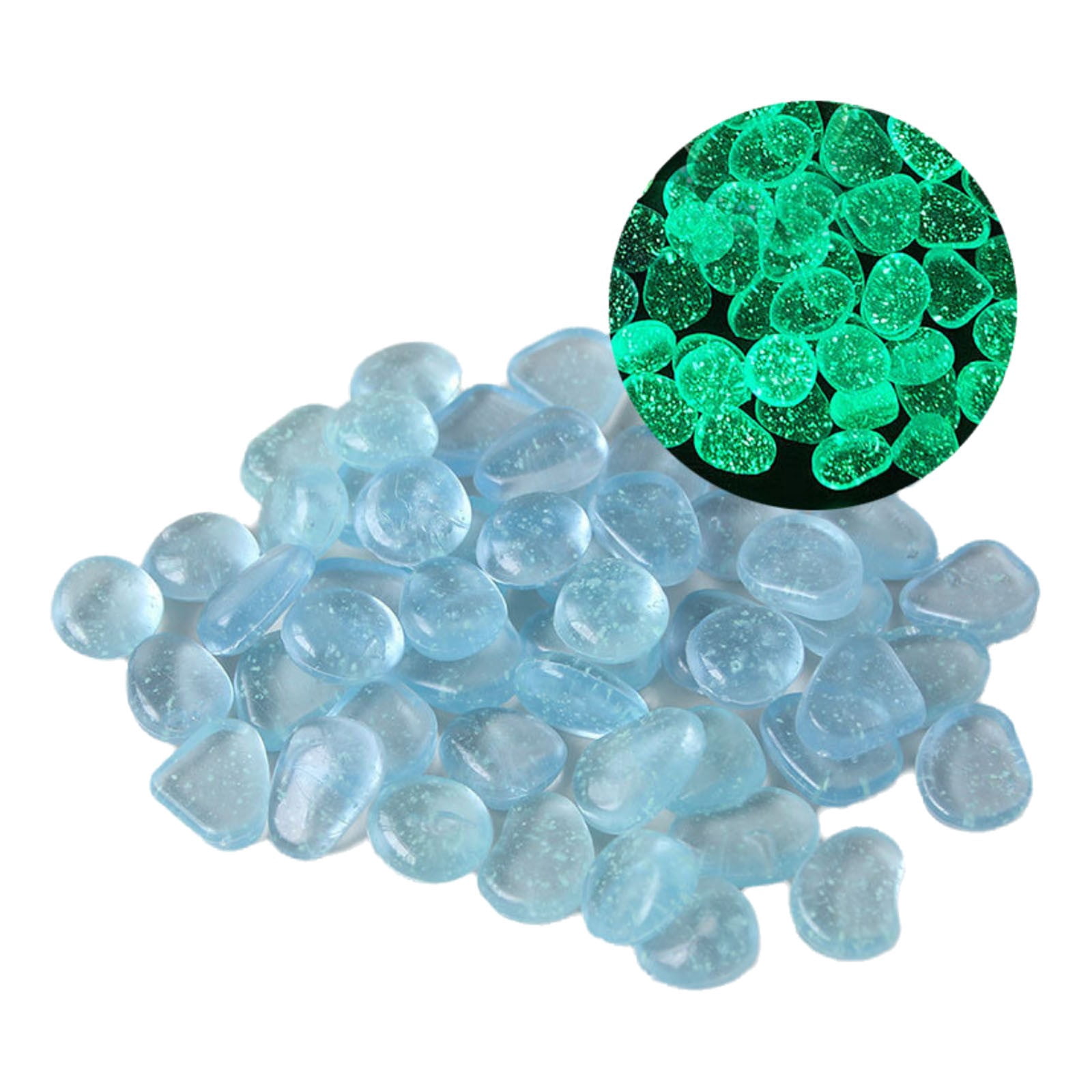 Hvmvliv 100 Pack Glowing Stones Resin Luminous Pebbles for Aquarium ...