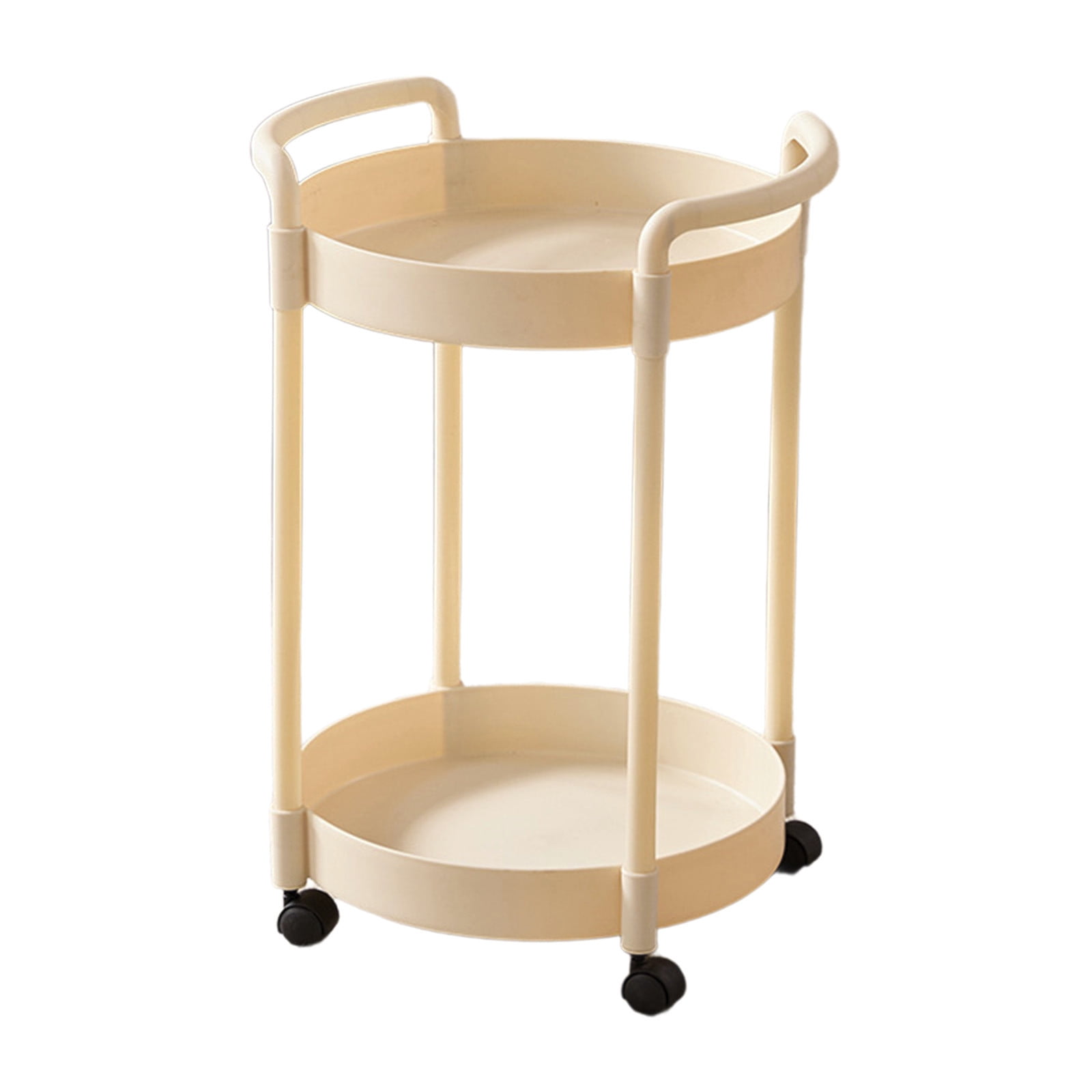 Hvmvliv 2 Tier Bedside Table with Wheel, Pvc Rolling Cart Storage 2 ...