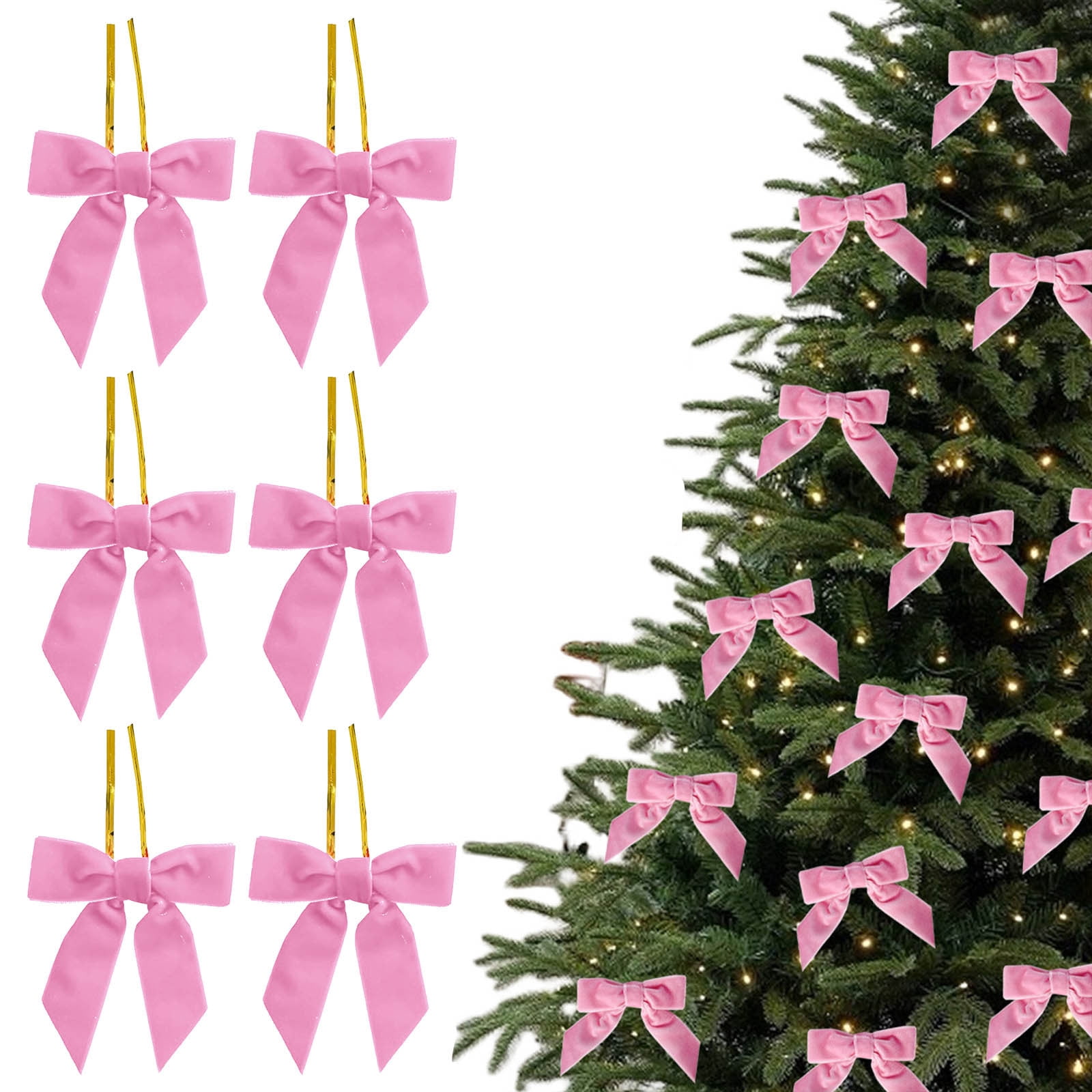 Hvmvliv 6-Pack Velvet Christmas Bows for Tree Wreath Decor, 3.1x3.1 ...