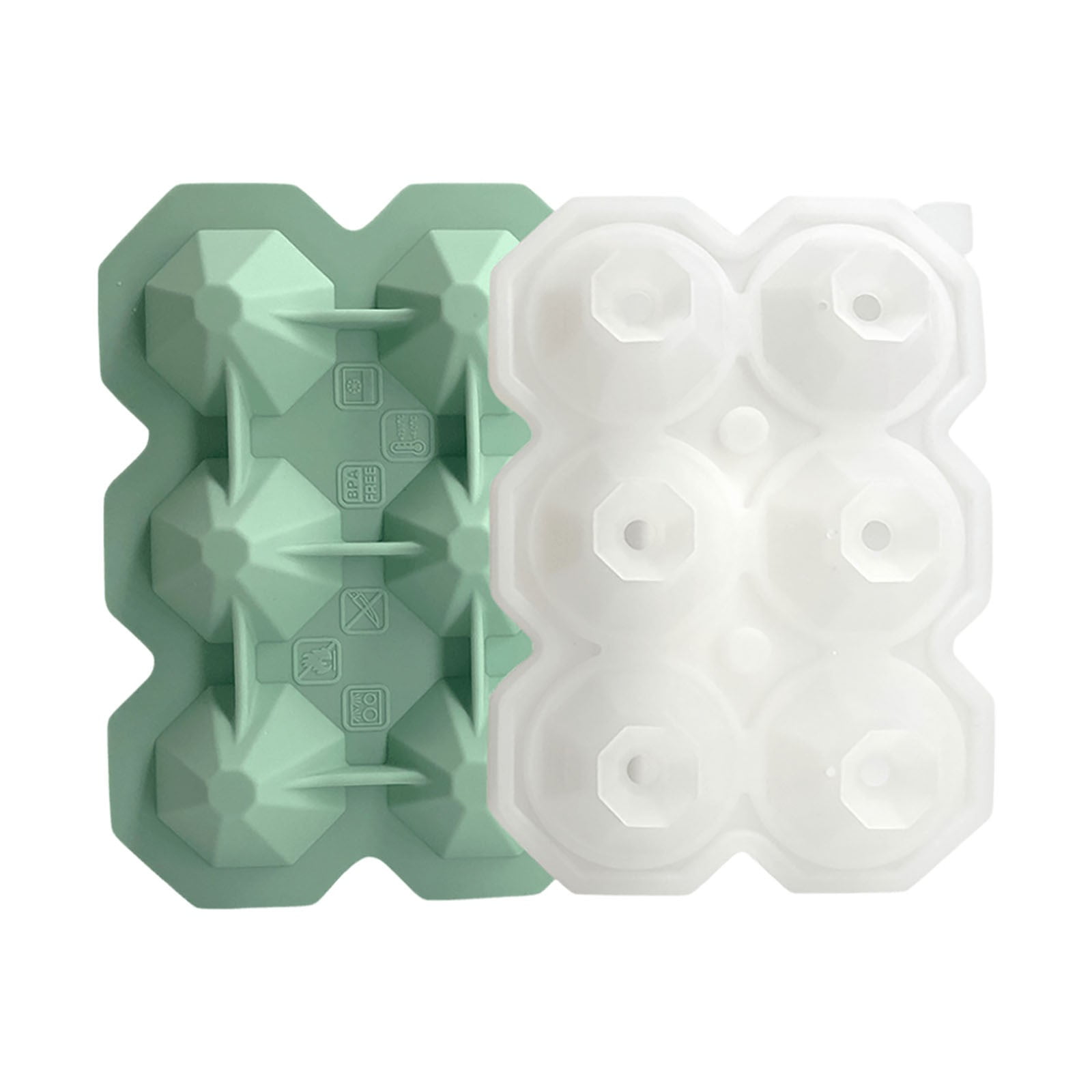 Hvmvliv Ice Trays 6-Compartments Diamonds-Shape Ice Cubes Tray Whiskey ...