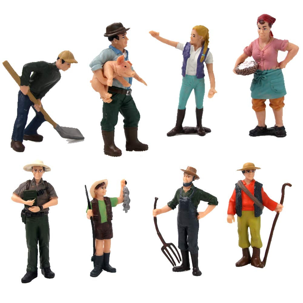 Hvogvok Farmer Models: Realistic Male & Female Farmer Dolls (8 Pieces ...