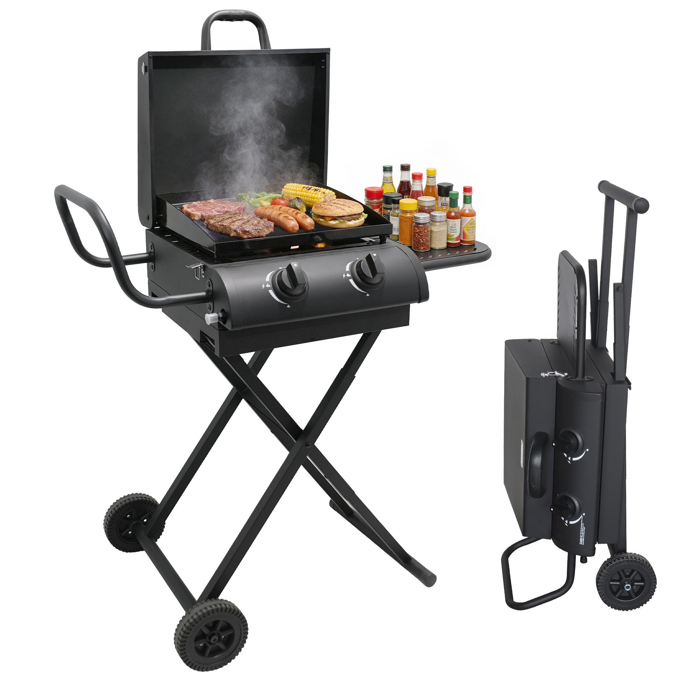 Hvoonc Portable Propane Gas Grill,17000BTUs Foldable Barbecue Grill ...