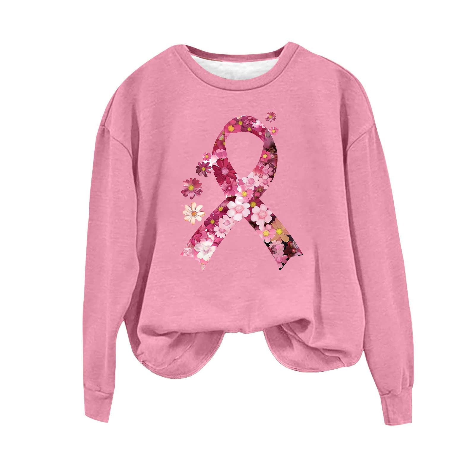 Hvot&aat Breast Cancer Awareness Sweatshirt Women Pink Ribbon Cure ...