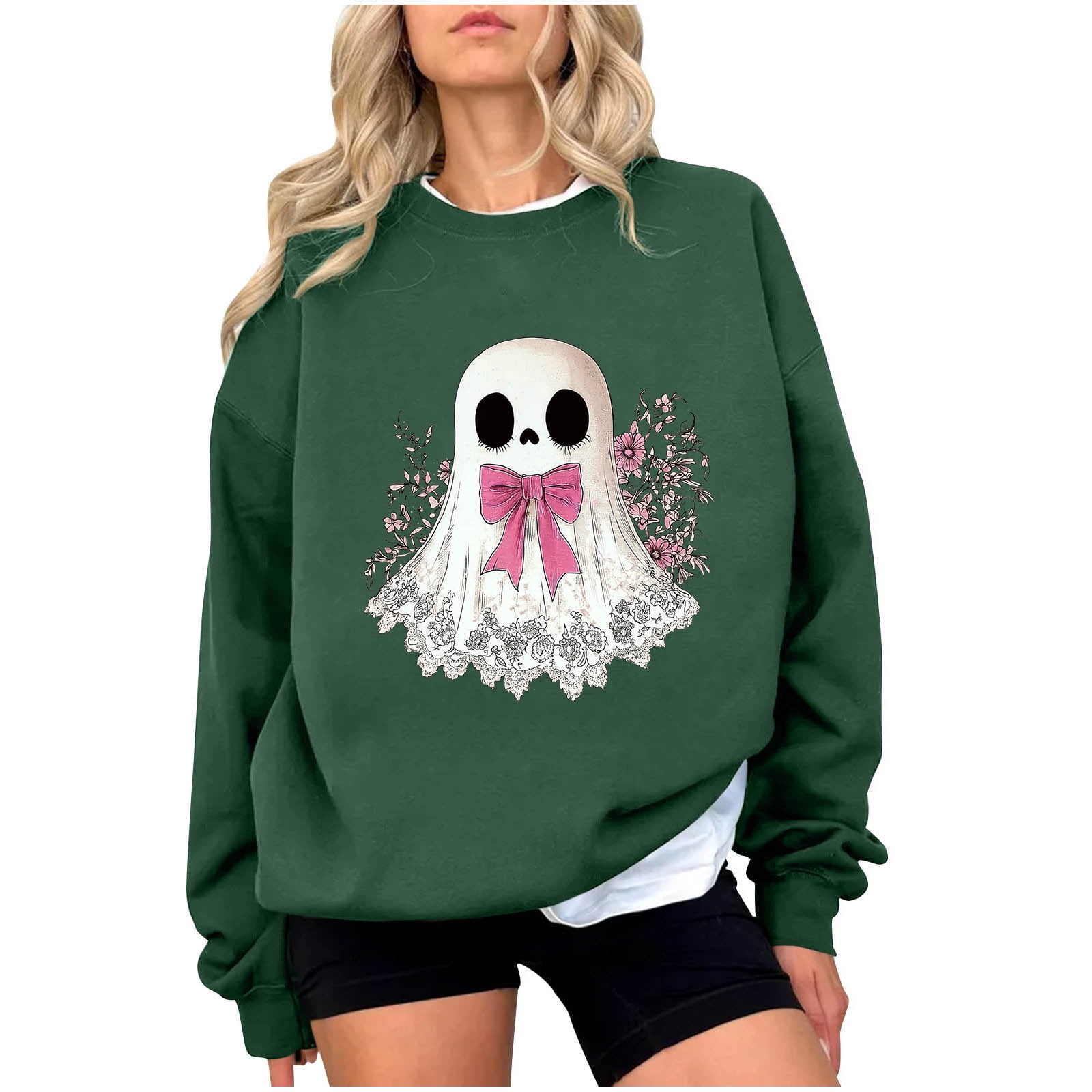 Hvot&aat Halloween Sweatshirts for Women Cute Ghost Reading Books ...
