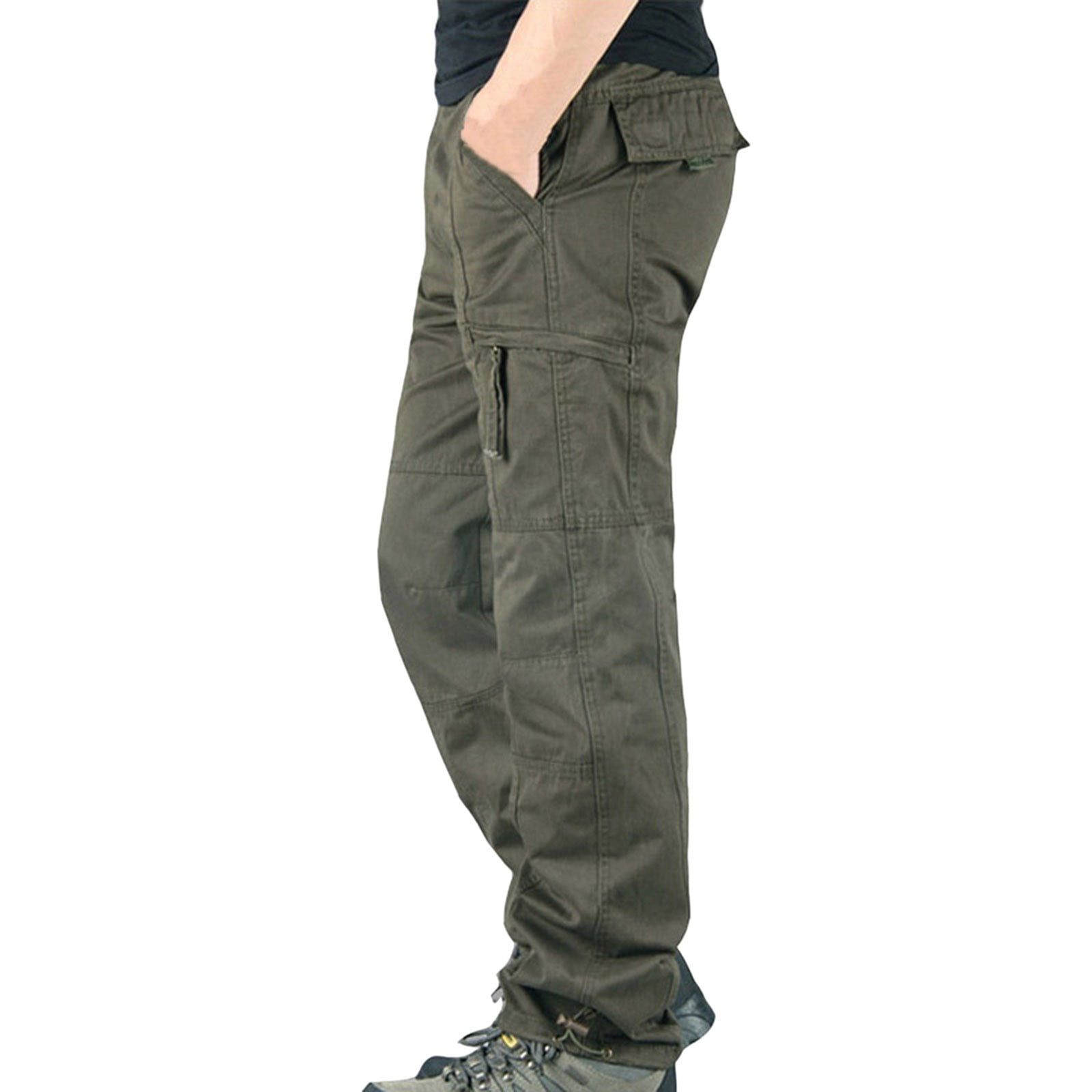 Hvot&aat Mens Baggy Cargo Pants Slim Fit Zipper Tactical Pants ...