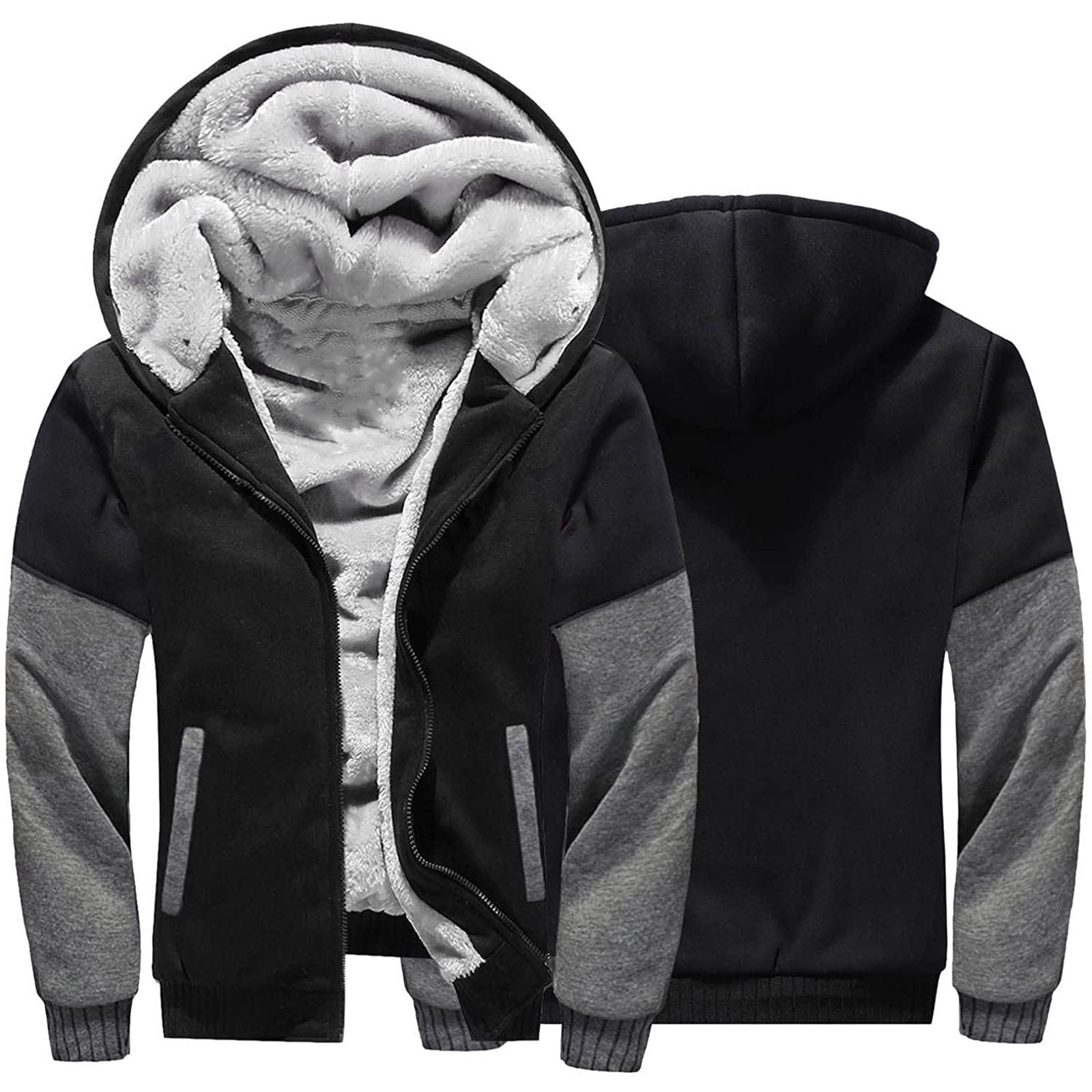 Hvot&aat Plus Size Fleece Lined Hoodie for Men Winter Workout Fleece ...
