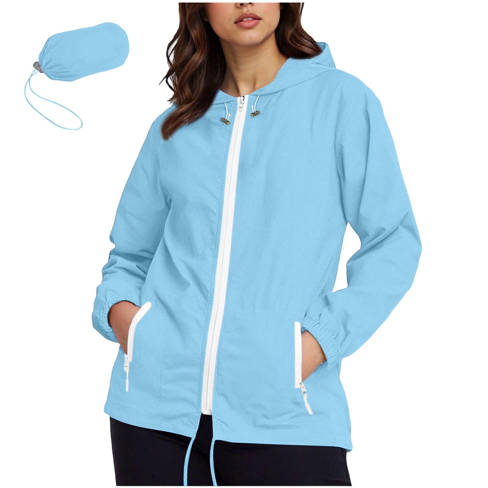Hvot&aat Rainproof Jacket for Women Packable Lightweight Windbreaker ...