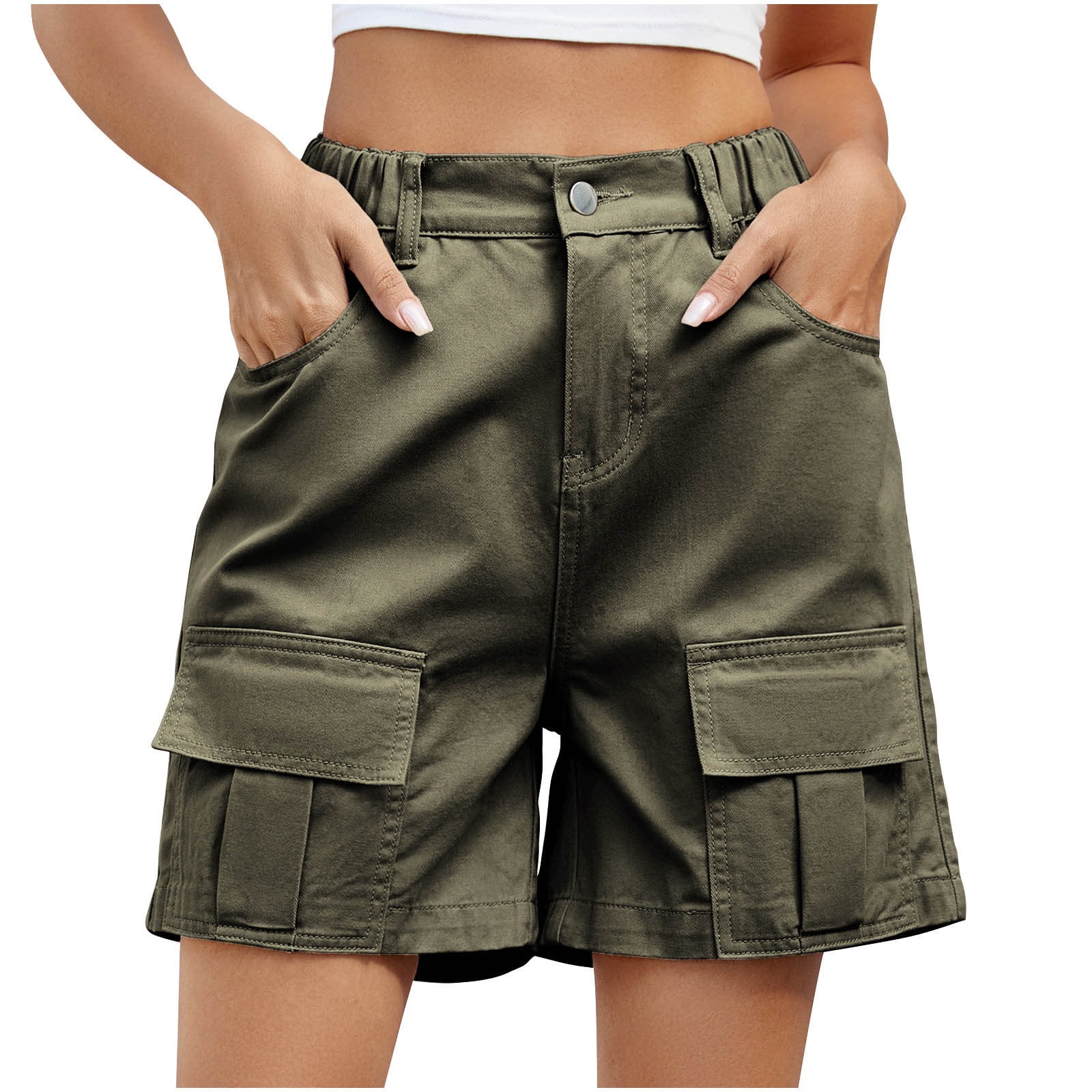 Hvot&aat Women's Hiking Cargo Shorts Wide Leg Bermuda Shorts Elastic ...
