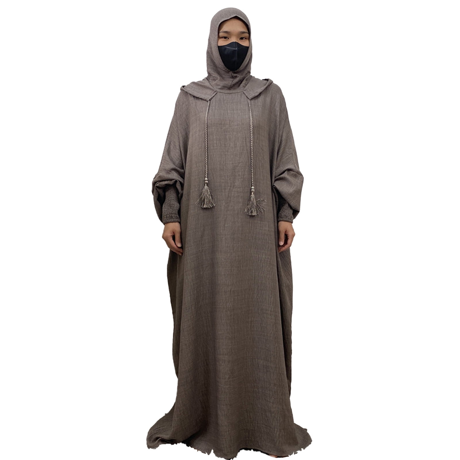 Hvot&aat Women's Muslim Prayer Dress Solid Color Batwing Long Sleeve ...