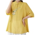 Hvot&aat Women's Retro Chinese Frog Button Blouses Summer Lightweight ...