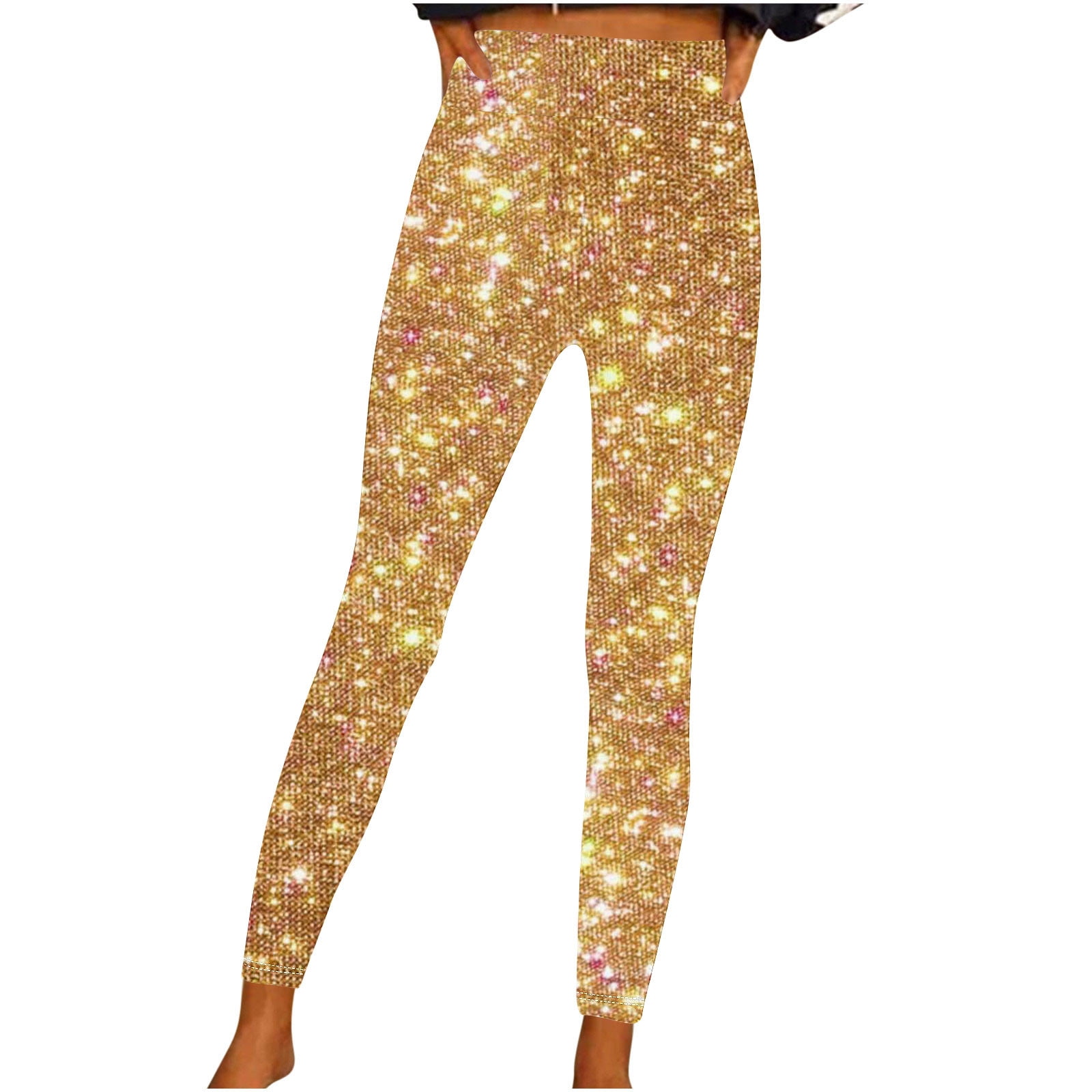 Hvot&aat Women’s Shiny Sequin Leggings Stretchy High Waisted Luscious ...
