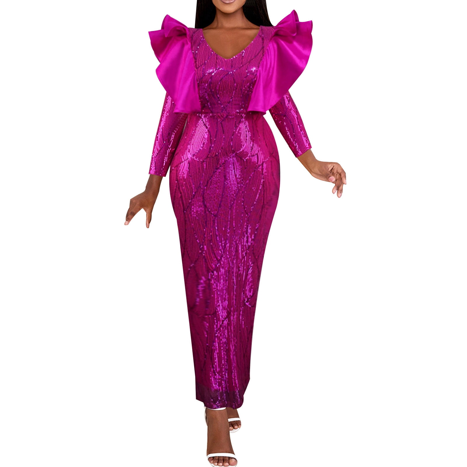 Hvot&aat Women's Sparkly Sequin Prom Dress Long Off Shoulder Formal ...