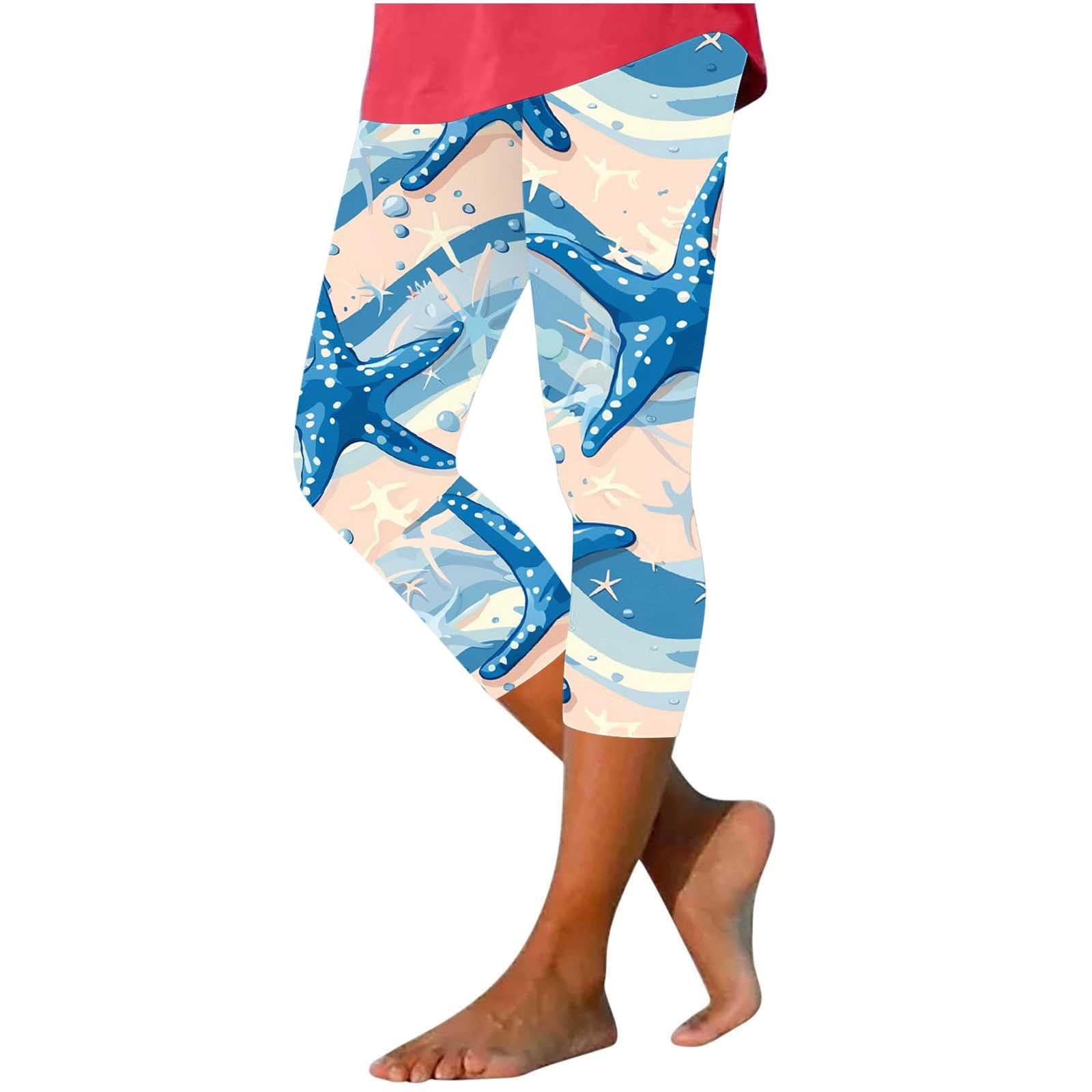 Hvot&aat Women's Summer Beach Vacation Leggings Pattern Print Leggings ...
