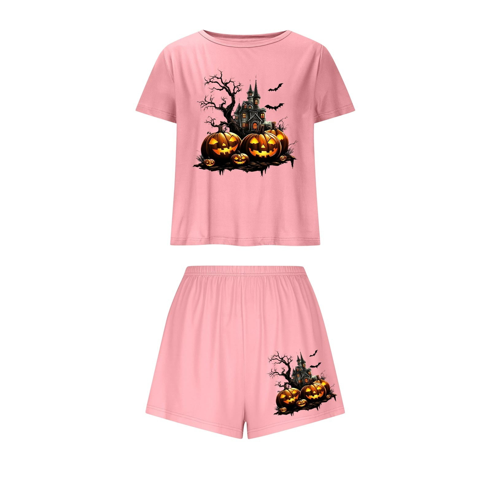 Hvot&aat Womens Halloween Pajamas Short Set Spooky Season Graphic Cute ...