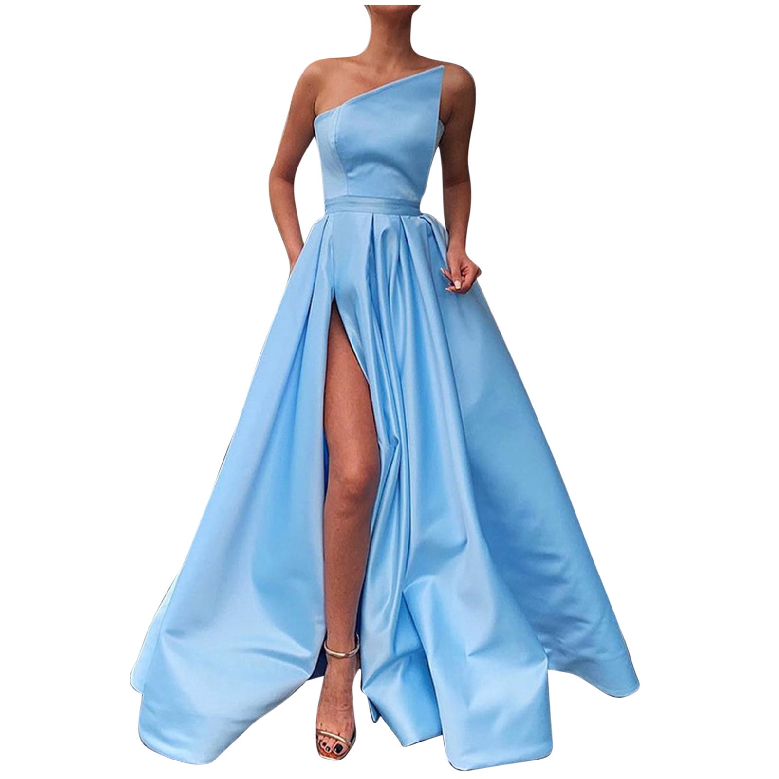 Hvot&aat Womens Strapless Gown with High Slit 2025 A Line Ball Evening ...