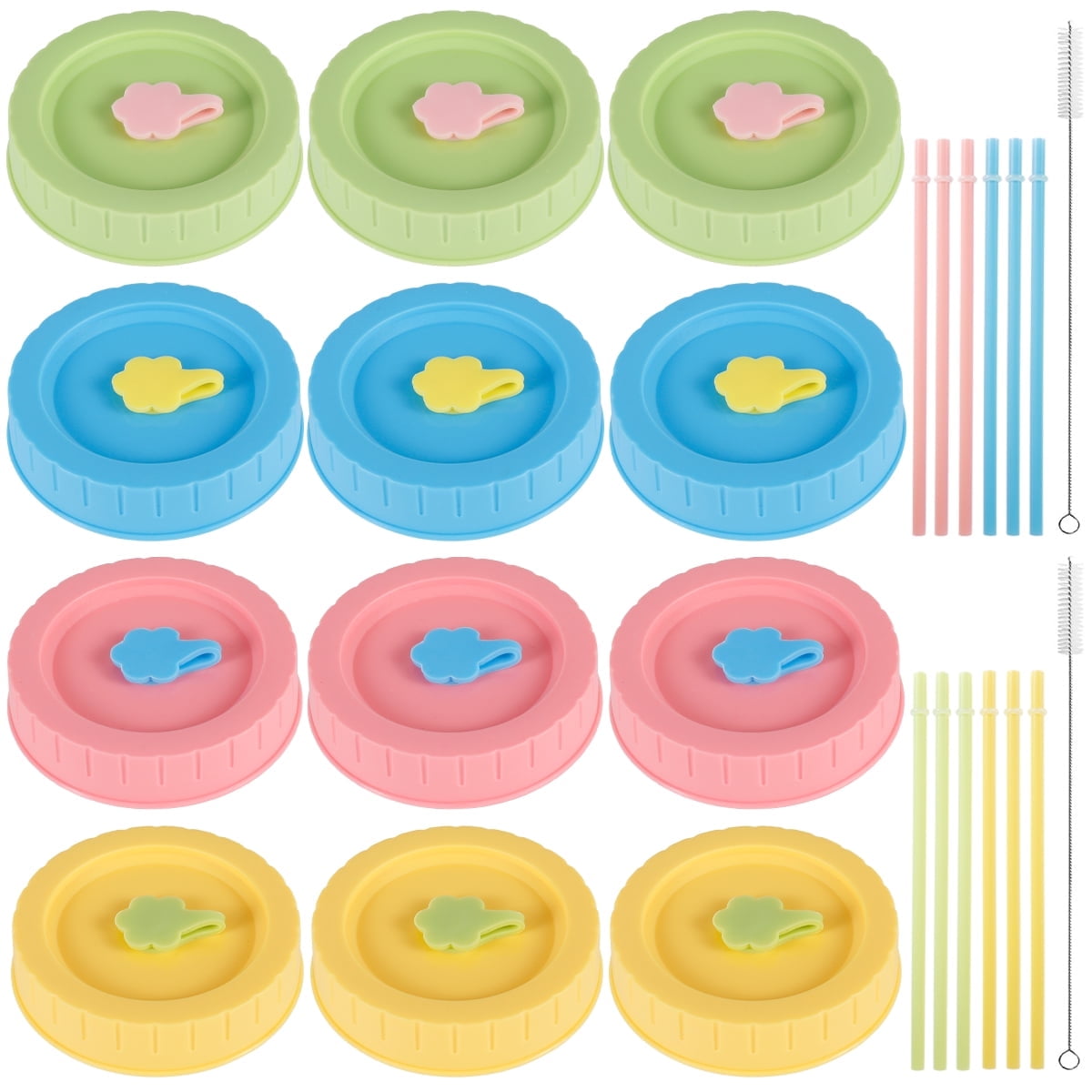 Hvxrjkn 12pcs Mason Jar Lids Set, BPA Free, 70mm Wide Mouth, Silicone ...