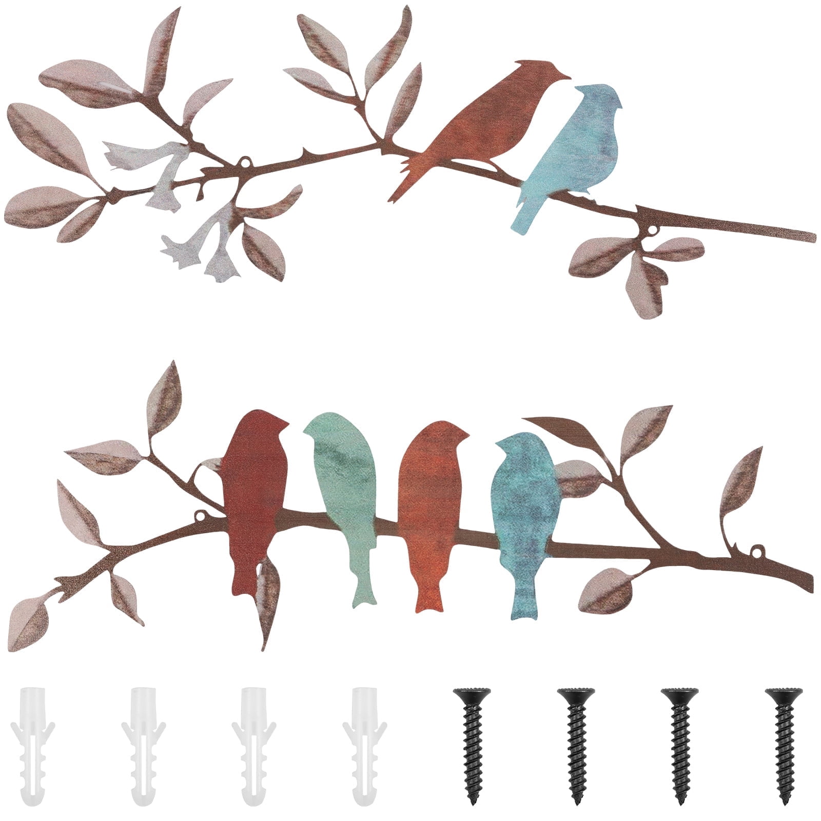 Hvxrjkn Metal Bird Wall Art 2 Pcs Realistic Decorative Metal Bird Wall ...