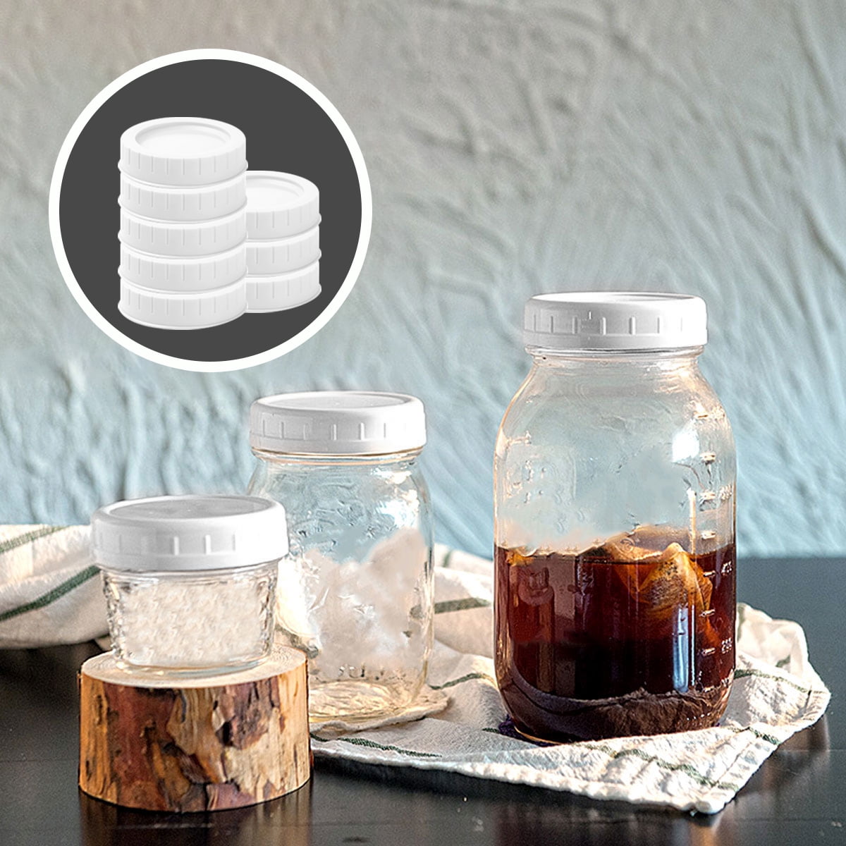 Hvxrjkn 20pcs BPA-Free Plastic Mason Jar Lids, Food-Grade, Leak-Proof ...