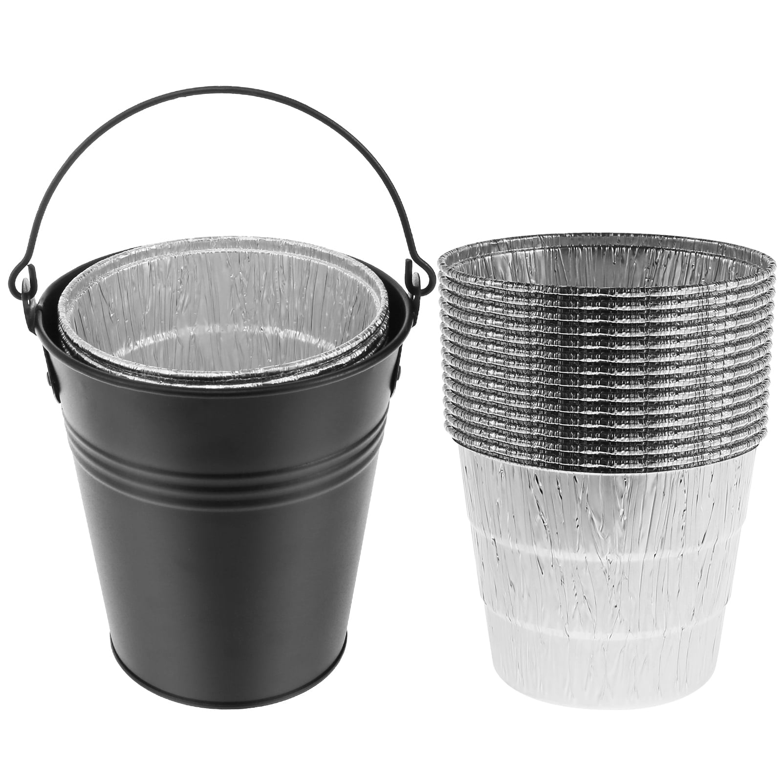 Hvxrjkn Grease Bucket Set with 15 Tin Liners Rust-Proof Iron Alloy Drip Grease Can Tin Liners ...
