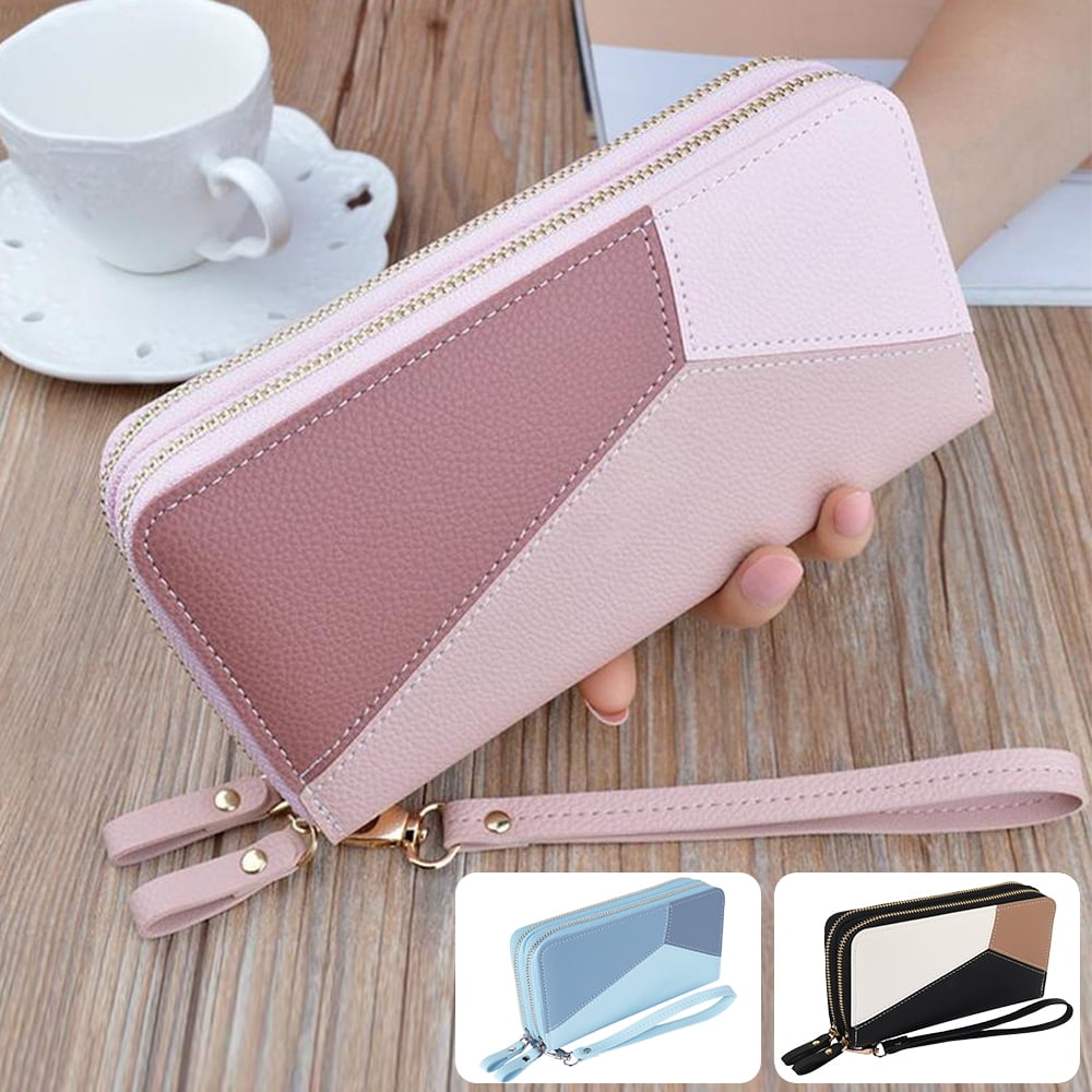 Hvxrjkn Women Leather Double Zipper Wallet Ladies Wallet Purse Wallet ...