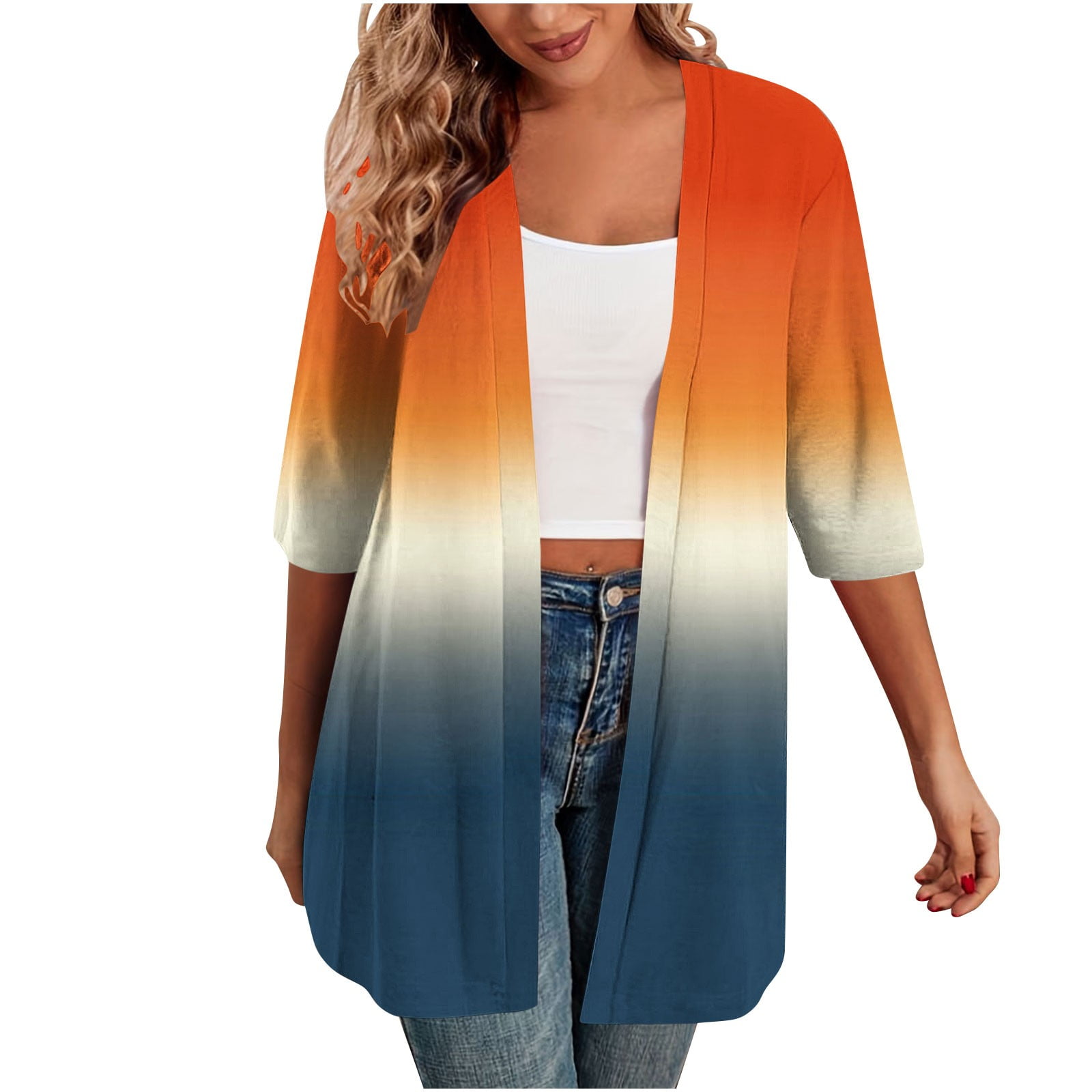 Hvyes Womens Casual Open Front Cardigans Dressy Tie Dye Cardigan ...