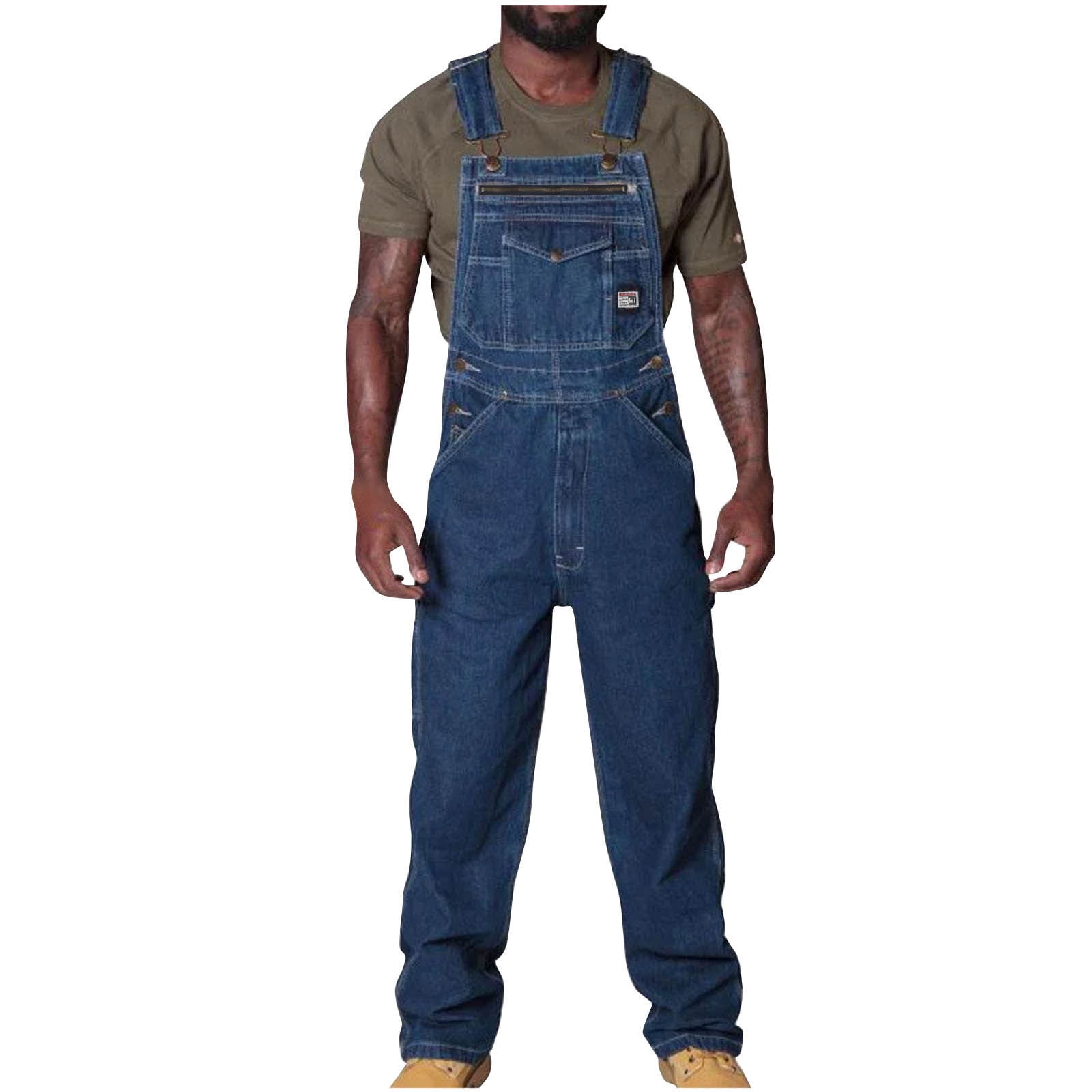 Hvyesh Men Big And Tall Denim Bib Overalls Classic Fit Work Overalls ...