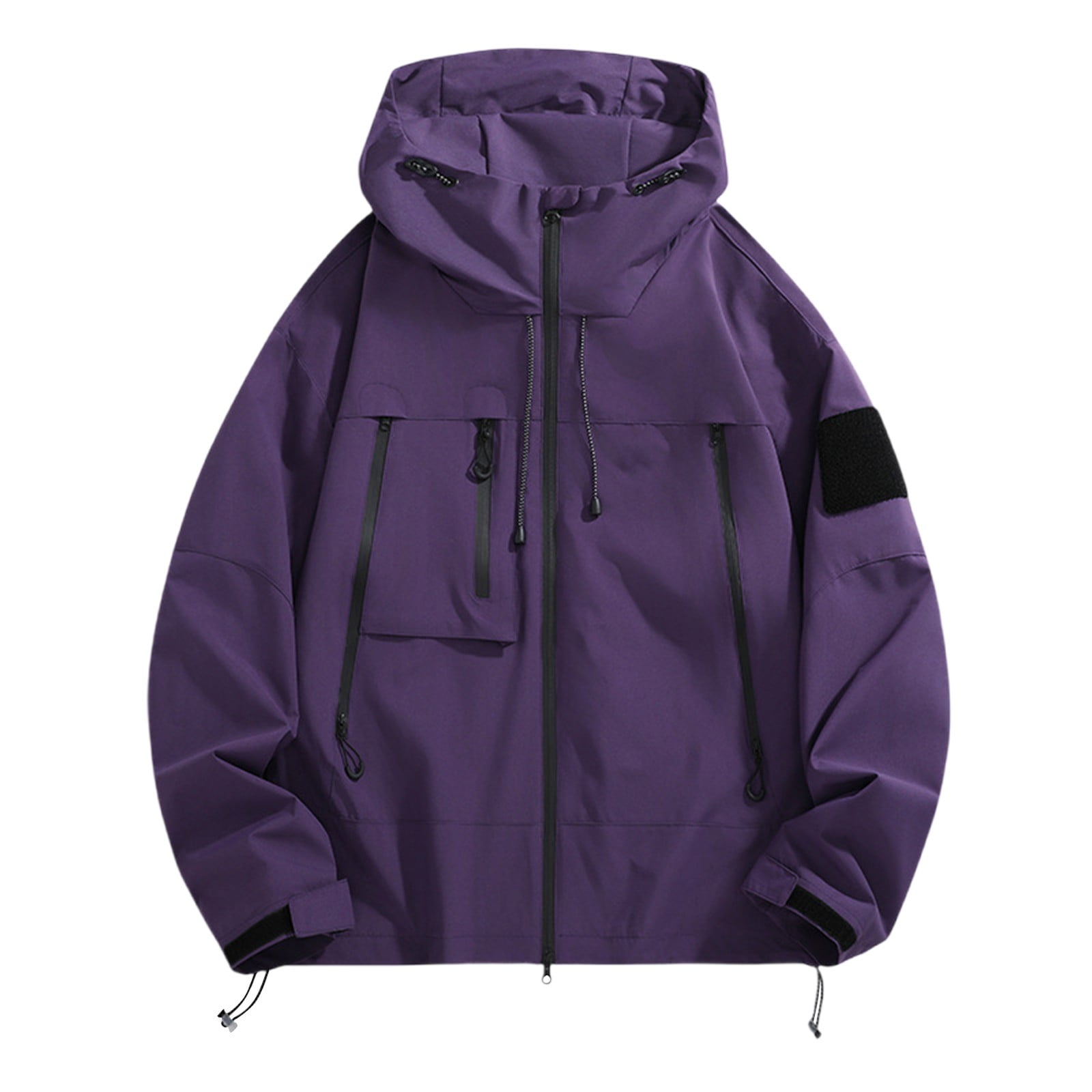 Hvyesh Mens Waterproof Jacket with Hood,Baggy Long Sleeve Hoodie Rain ...