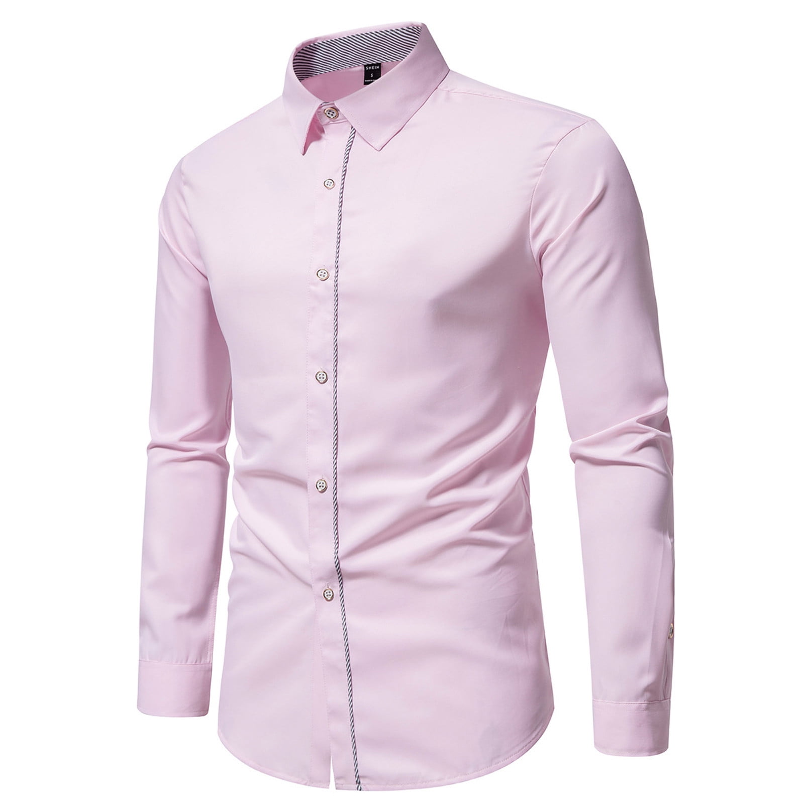 Hvyesh Mens Slim Fit Dress Shirt Luxury Silk Satin Long Sleeve T Shirt ...