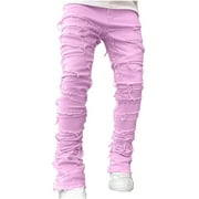 Pink Ripped Jeans Mens