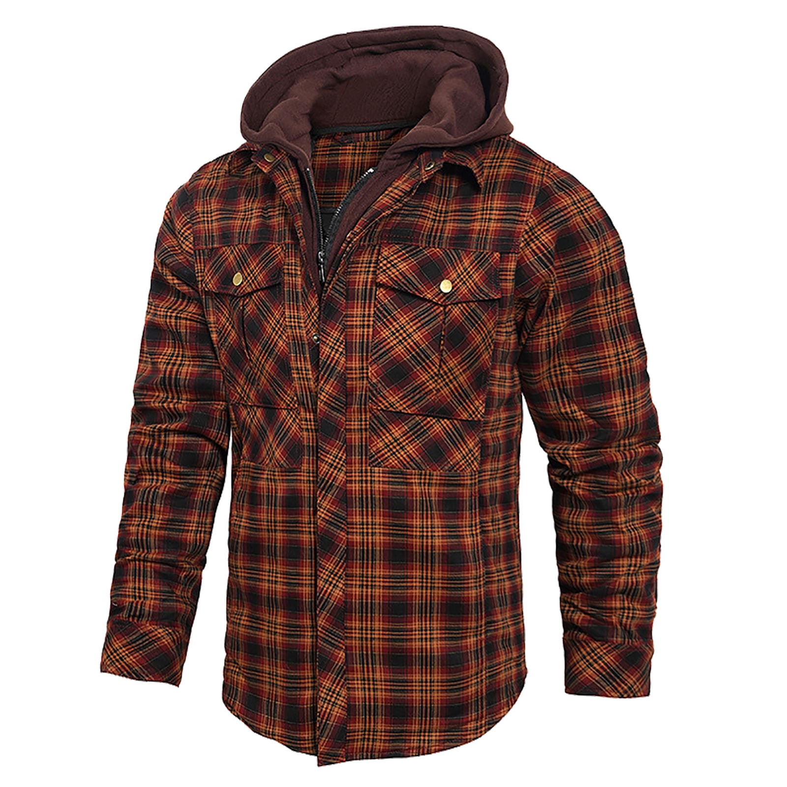 Hvyesh Heavy Thick Flannel Plaid Jacket Sherpa Fleece Lined Hoodies for ...