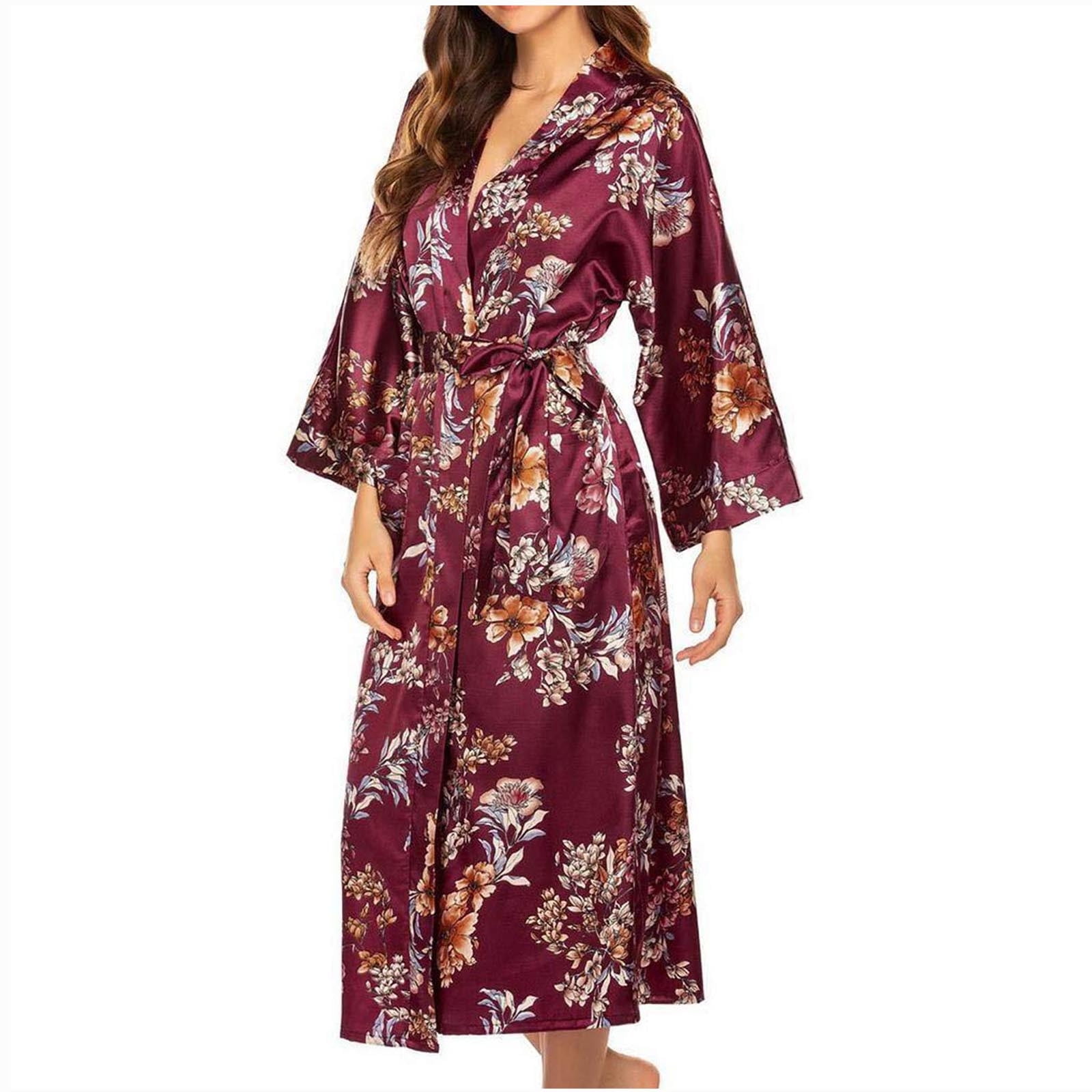 Hvyesh Kimono Robes for Women,Womens Long Silk Bathrobes,Satin Silky ...