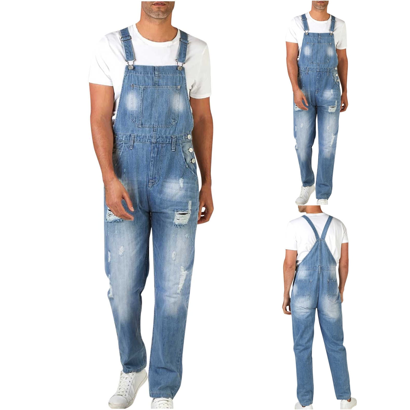 Hvyesh Men Big And Tall Denim Bib Overalls Classic Fit Work Overalls ...