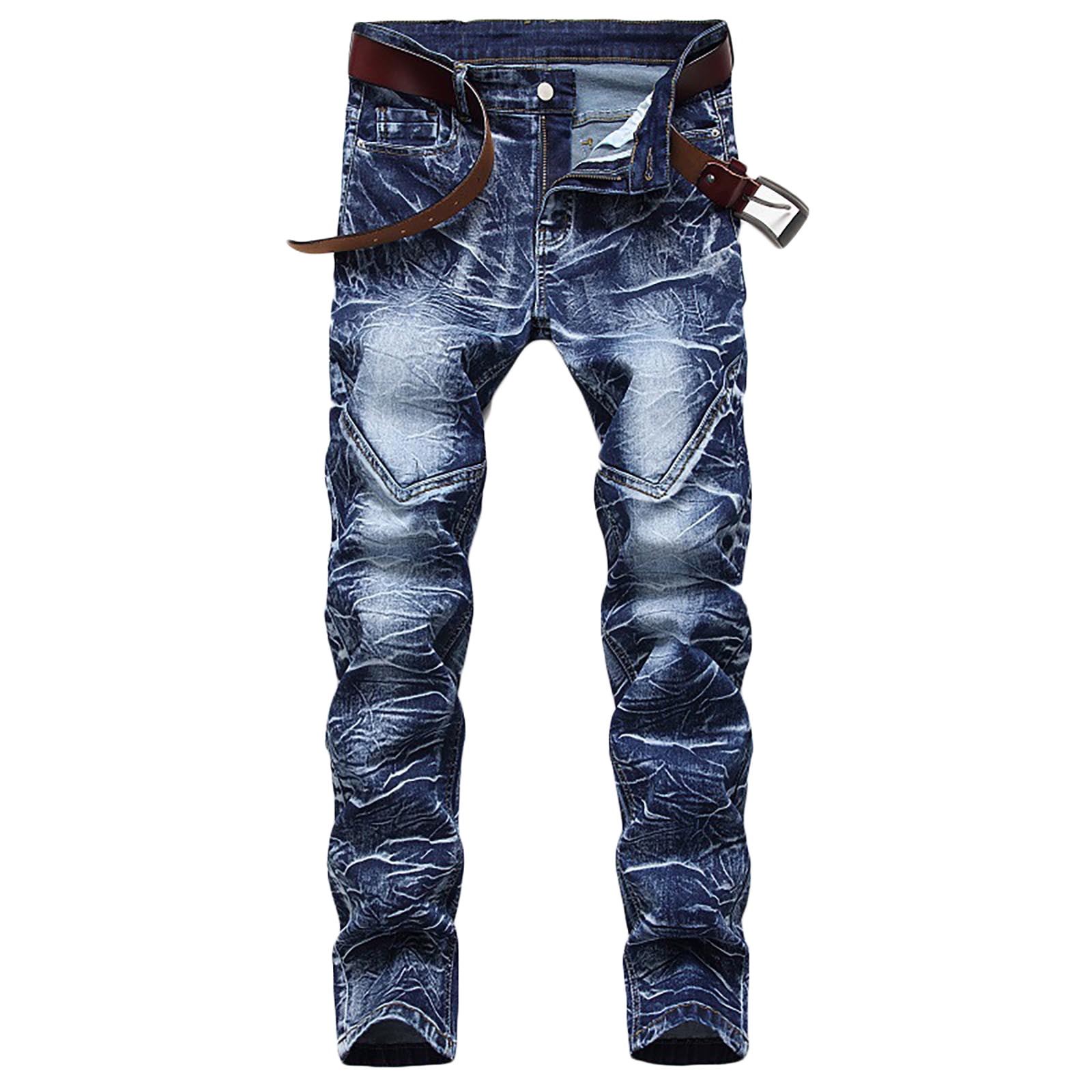 Hvyesh Men Biker Jeans Y2K Ripped Distressed Jeans Trendy Streetwear ...