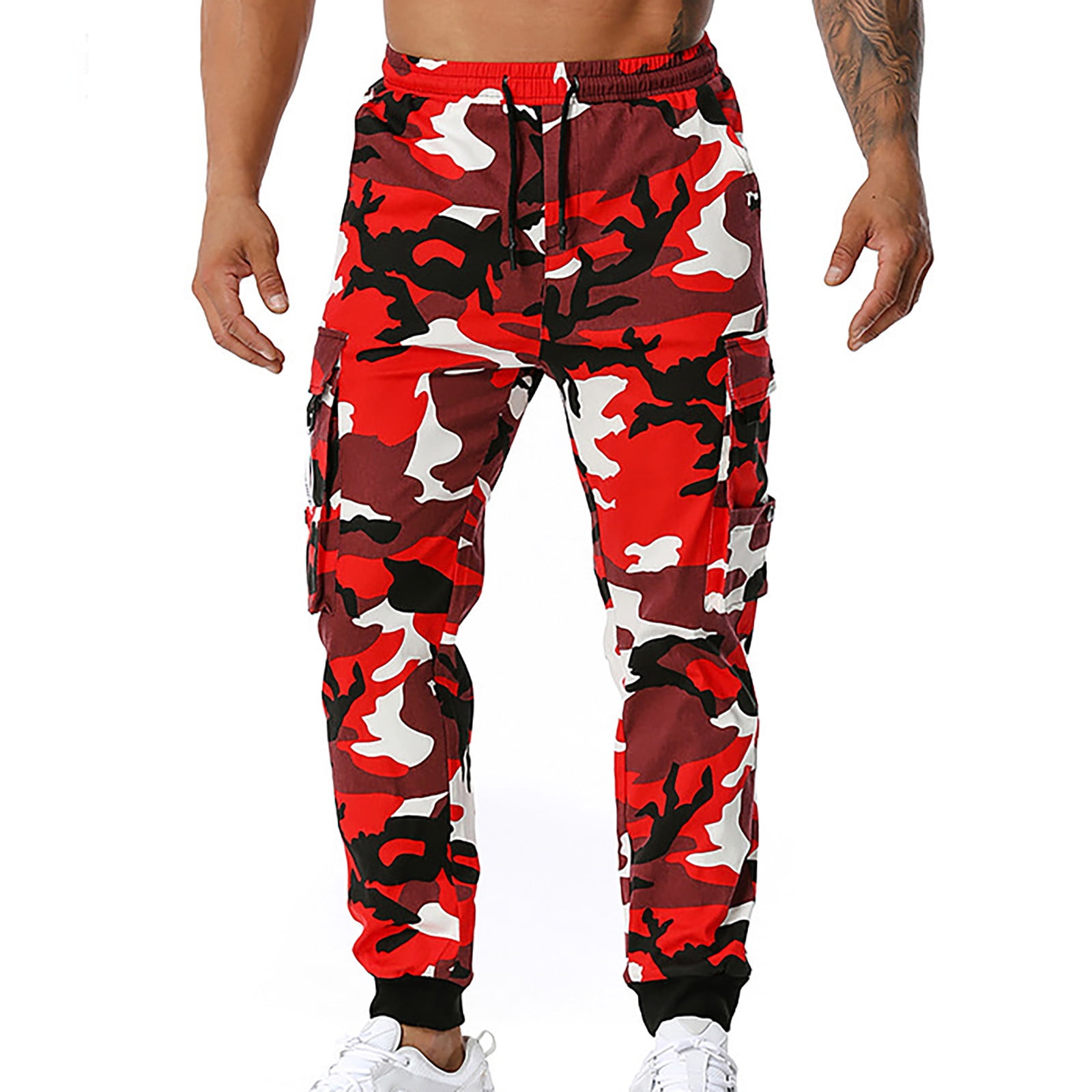 Hvyesh Mens Camo Cargo Pants Relaxed Fit Multi Pockets Pants Work Tactical Trousers Running