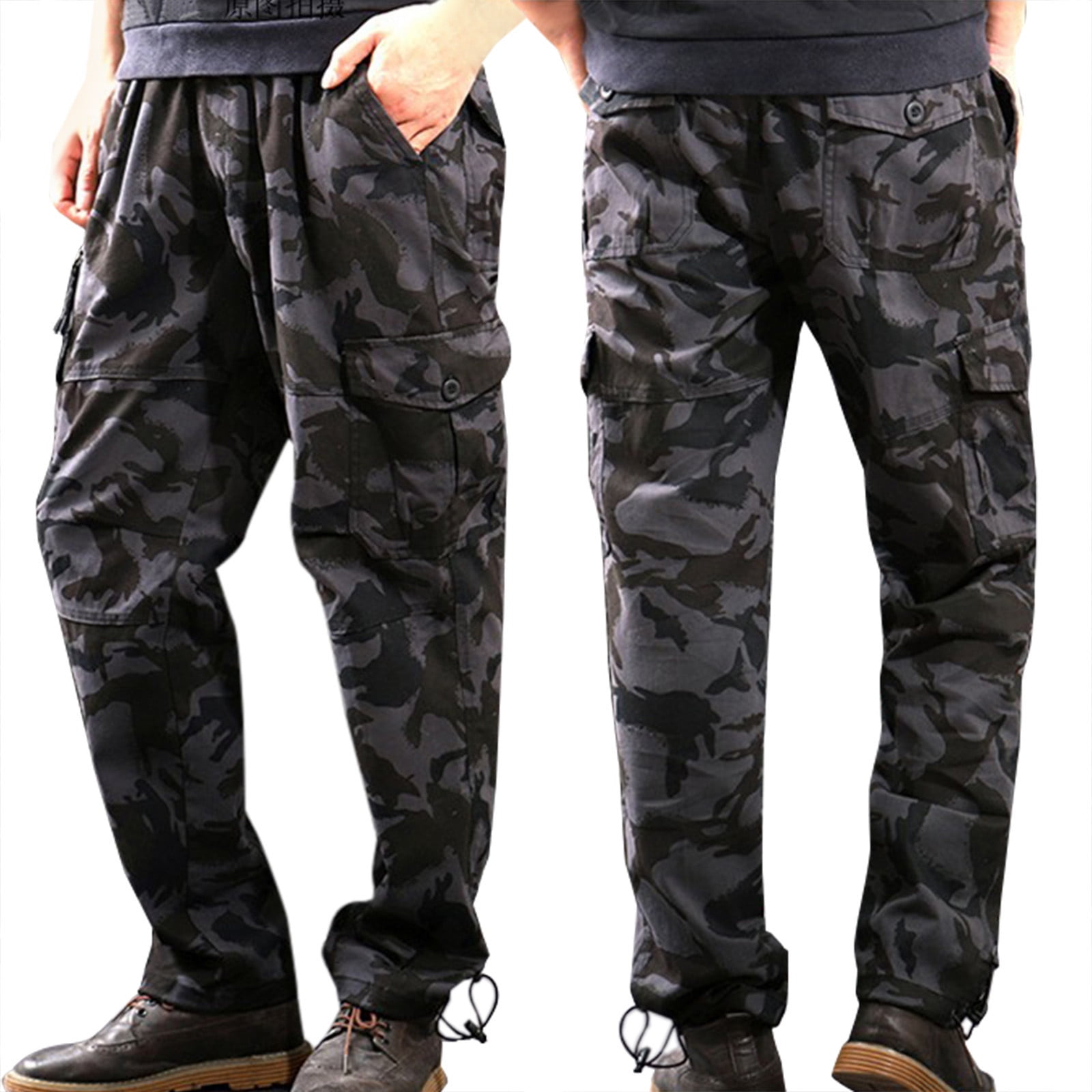 Hvyesh Men's Cargo Pants Plus Size Multi Pockets Pants Work Tactical ...