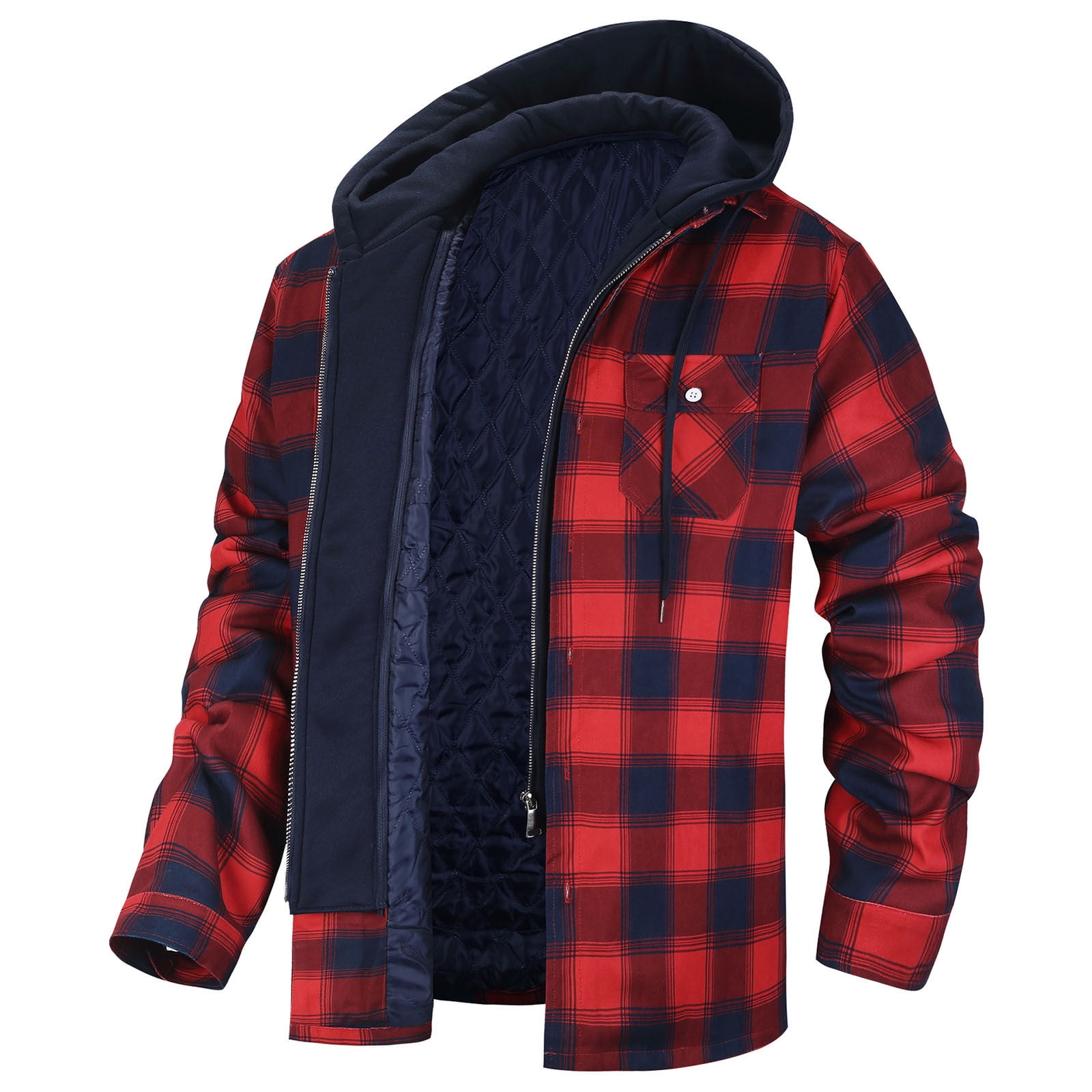 Hvyesh Men's Flannel Shirt Jacket Fleece Sherpa Lined Plaid Jackets ...