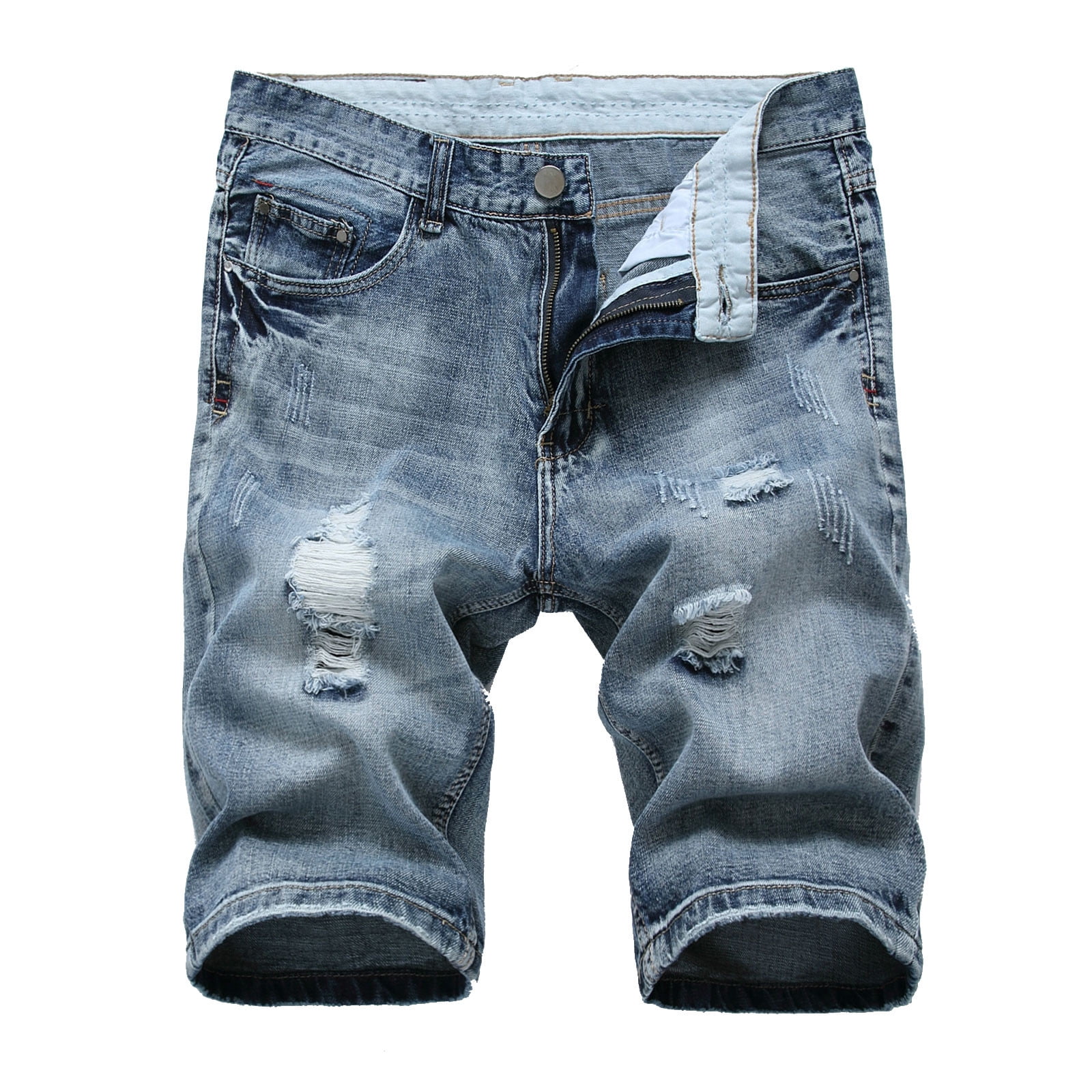 Hvyesh Men's Jean Shorts Big and Tall Classic Fit Regular Ripped Denim Shorts Straight Leg ...
