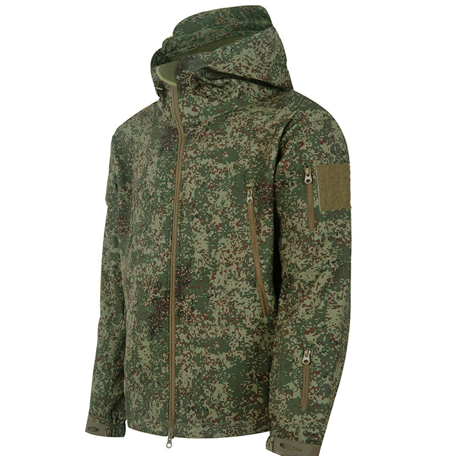 Hvyesh Men's Soft Shell Military Tactical Jacket Outdoor Camouflage Hunting Fleece Hooded Coat ...
