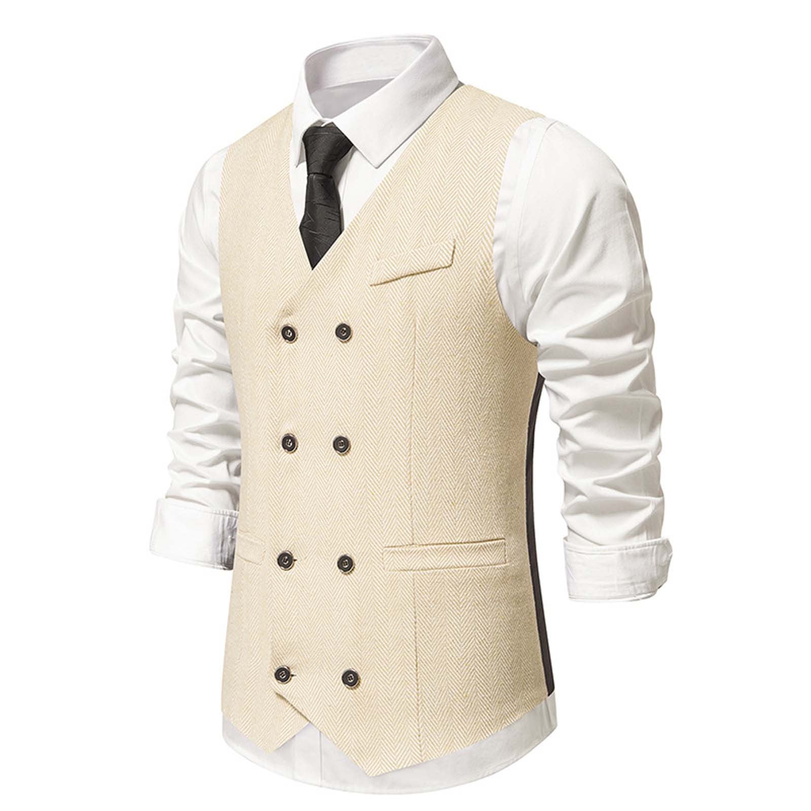 Hvyesh Men's Suit Vest Classic Double Breasted Business Suit Vests for ...