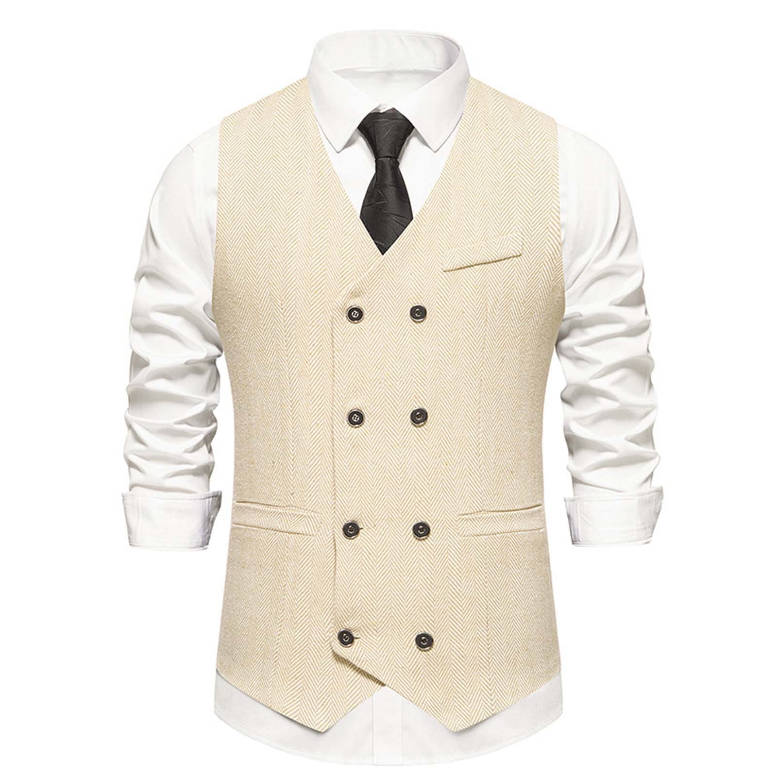 Hvyesh Men's Suit Vest Classic Double Breasted Business Suit Vests for ...