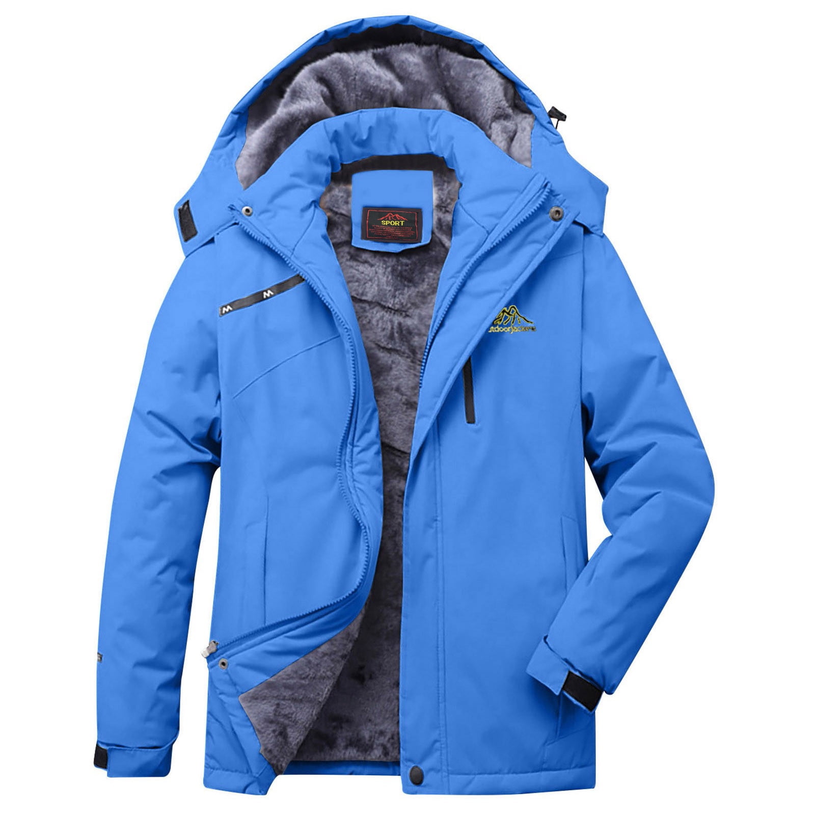 Hvyesh Men's Women's Waterproof Rain Jacket Cozy Fleece Line Thicken ...