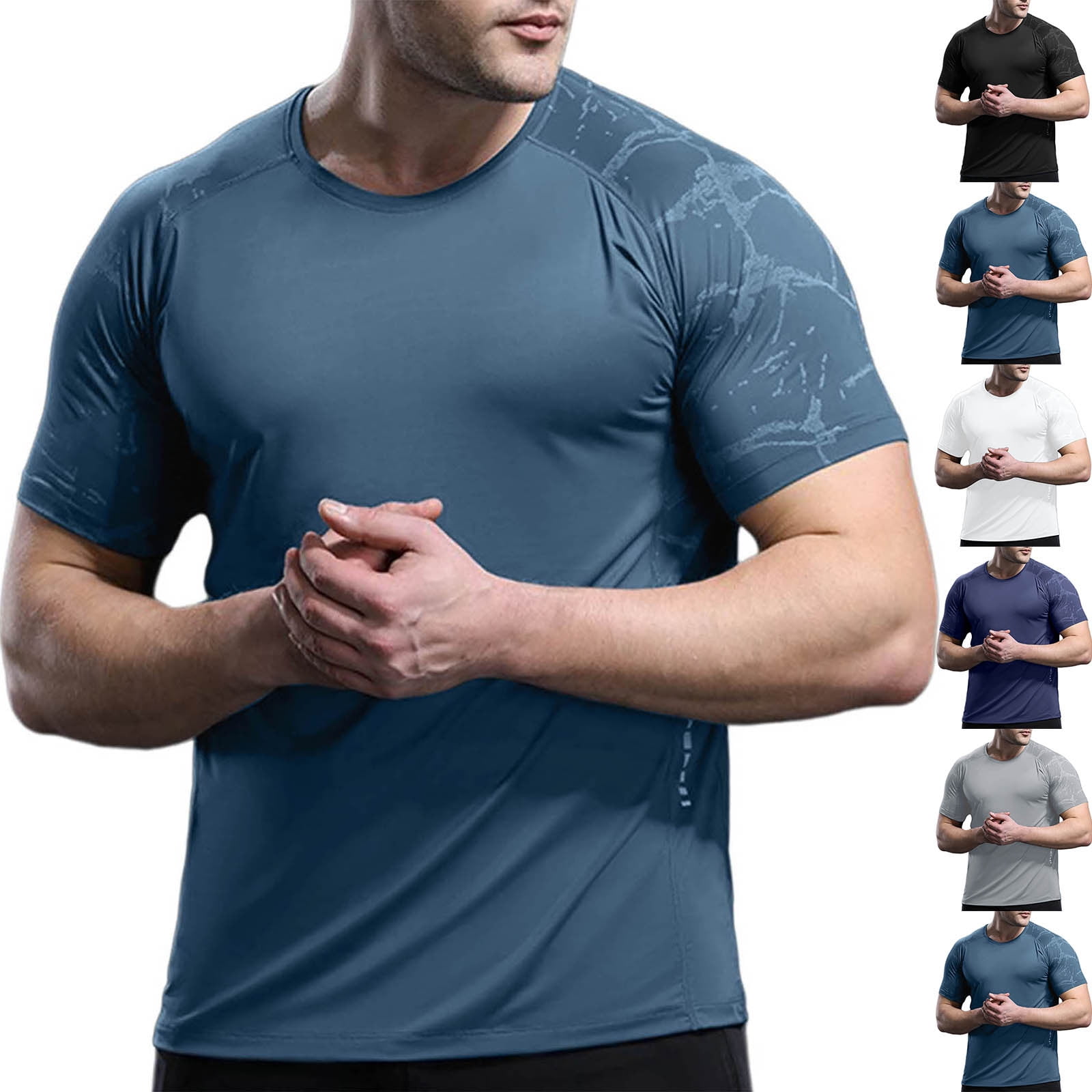 Hvyesh Mens Big and Tall Workout Shirt Short Sleeve Quick Dry Shirts ...