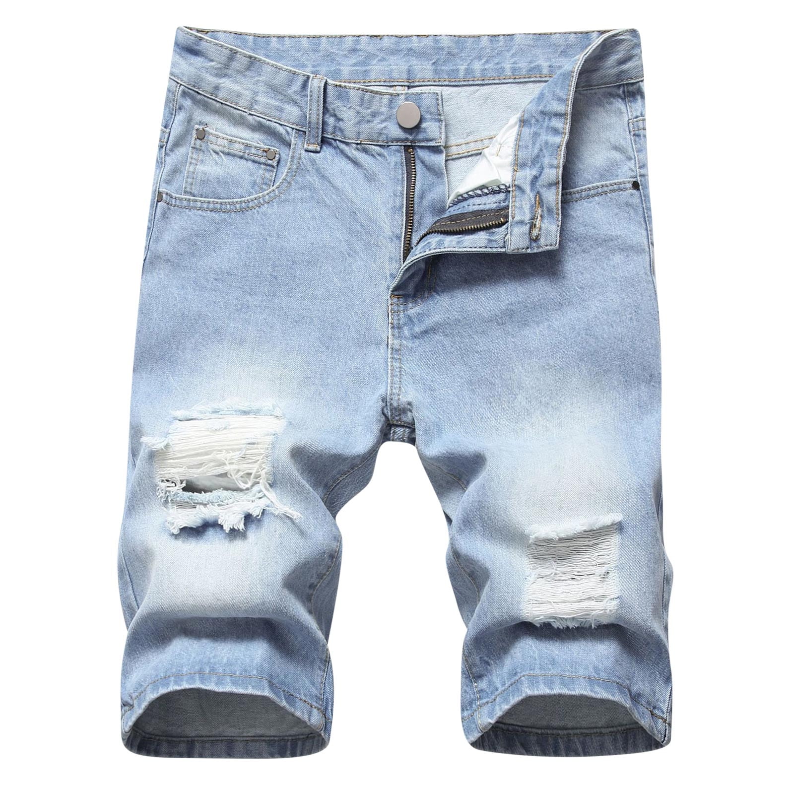 Hvyesh Mens Jean Shorts Big and Tall Ripped Distressed Denim Trunks ...