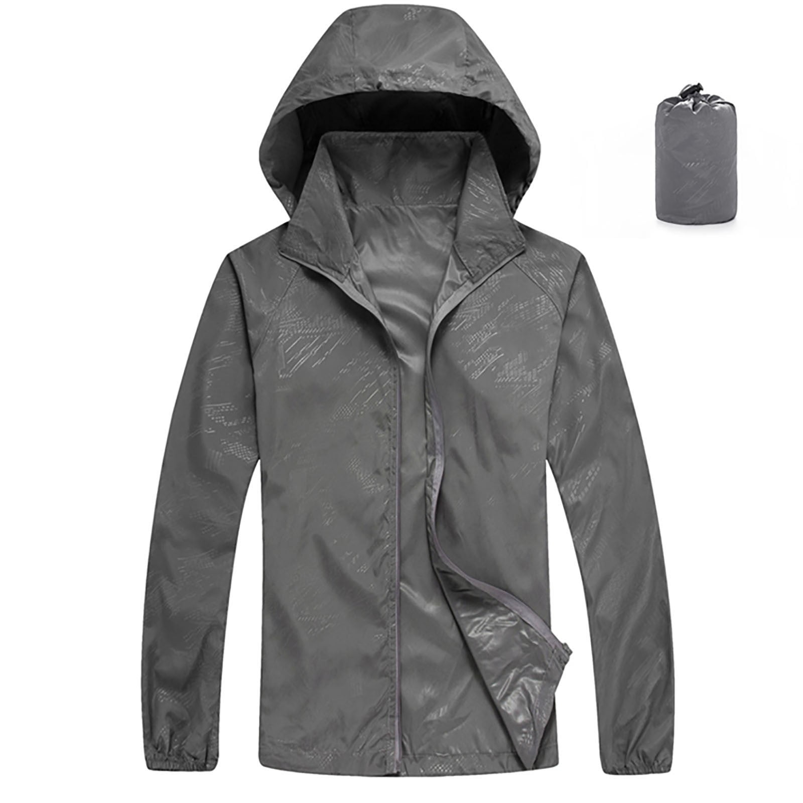 Hvyesh Mens Packable Rain Jacket Lightweight Waterproof Raincoat with ...