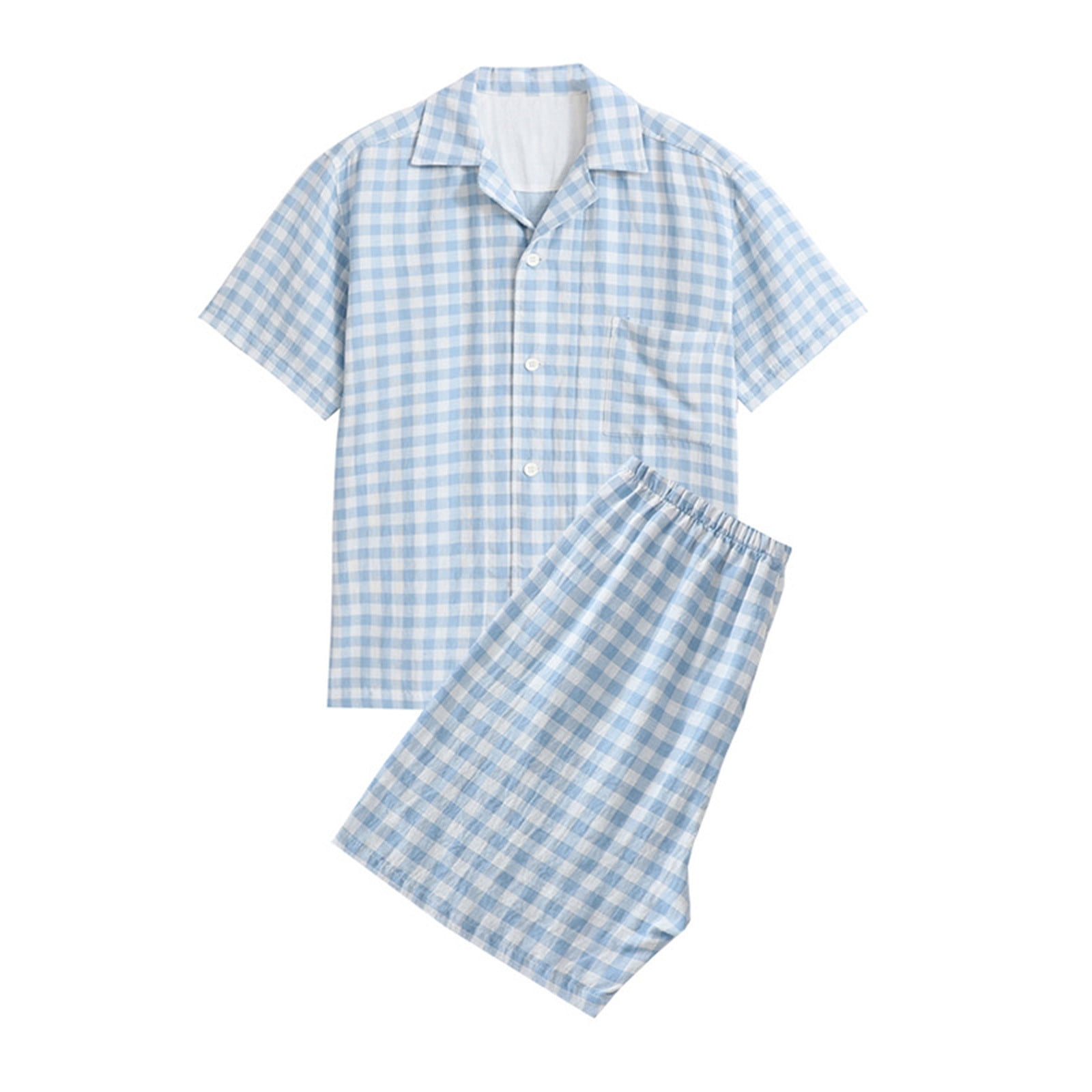 Hvyesh Mens Plaid Short Pajama Set,Summer Pjs Sleepwear Nightwear 2 ...