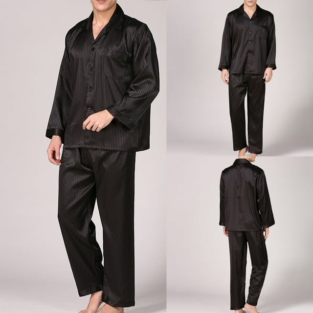 Hvyesh Pajamas Set for Men Soft Sleepwear Button Down Long Sleeve 2 ...