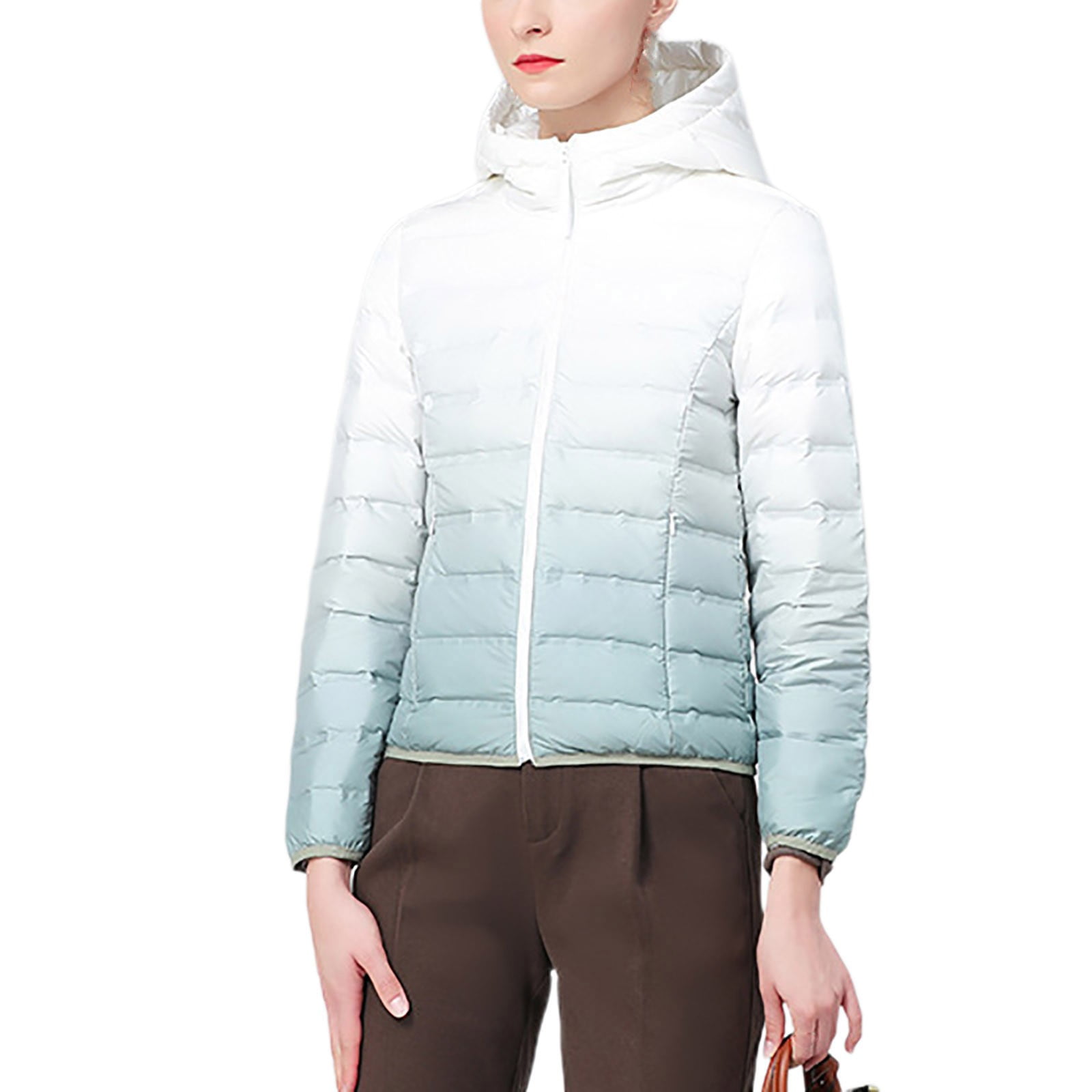 Hvyesh Plus Size Packable Puffer Jacket Women Gradient Down Coat ...
