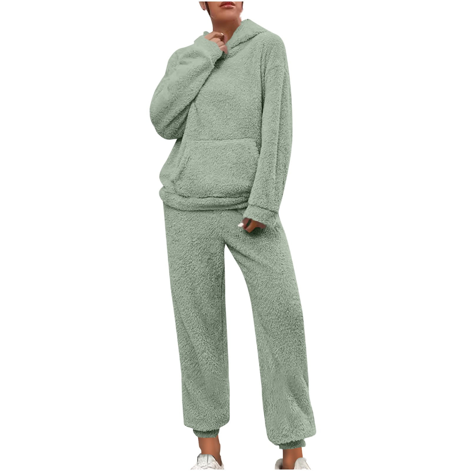 Hvyesh Plus Size Womens Fluffy Loungewear Sleepwear Lounge Casual ...